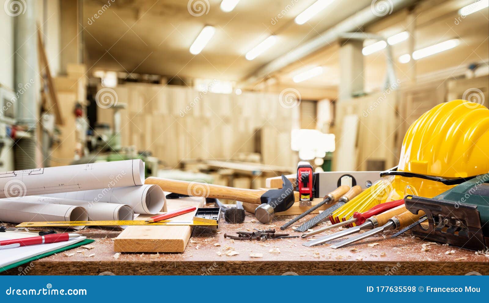 Carpenter Tools on the Workbench Stock Photo - Image of carpenter ...