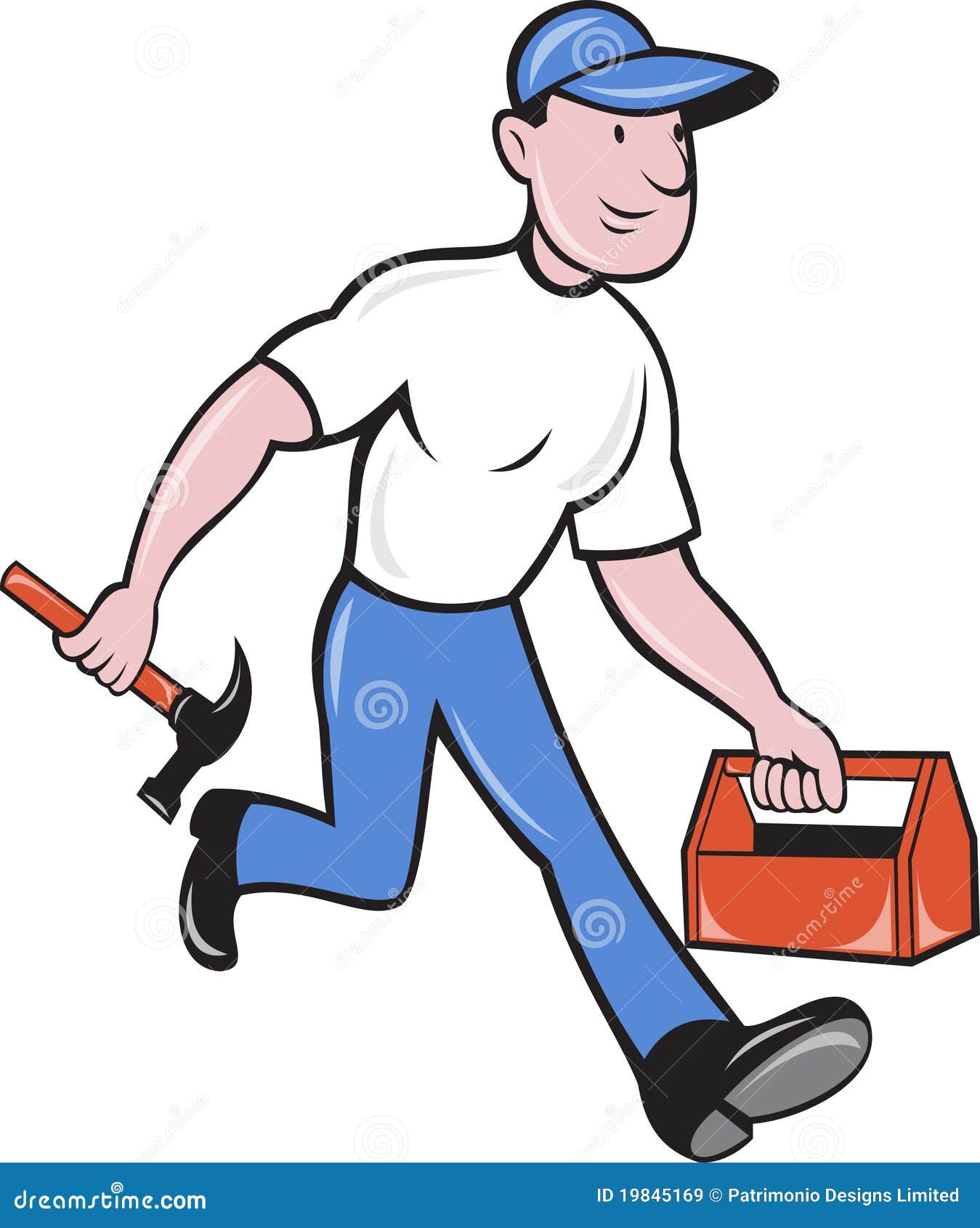 Carpenter Tradesman Carrying Timber Lumber Cartoon Vector ...