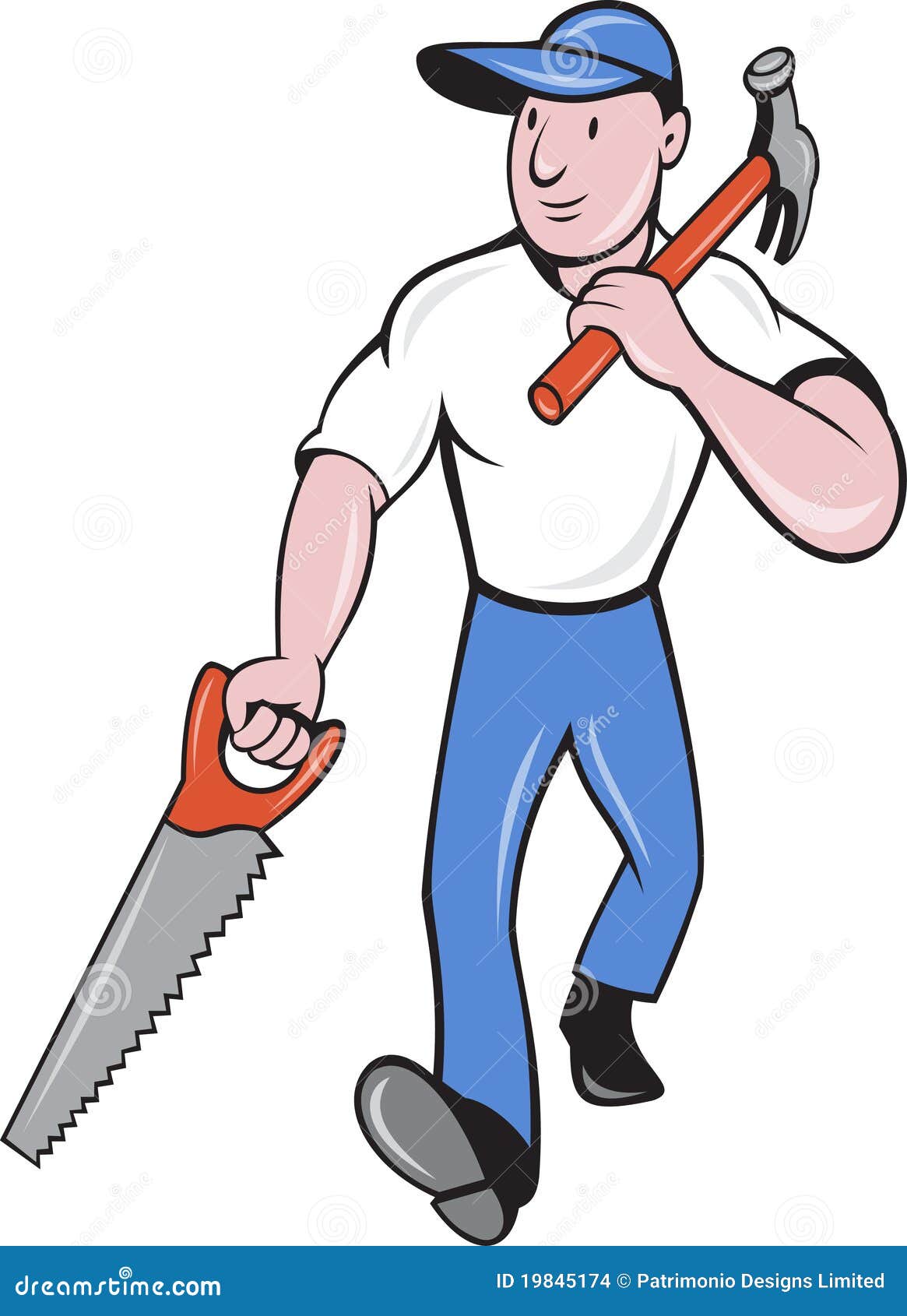 Carpenter Tradesman Carrying Timber Lumber Cartoon Vector ...