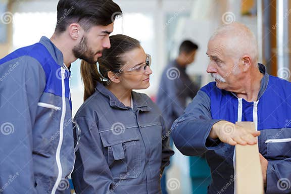 Carpenter Trainees Learning with Boss Stock Image - Image of male ...