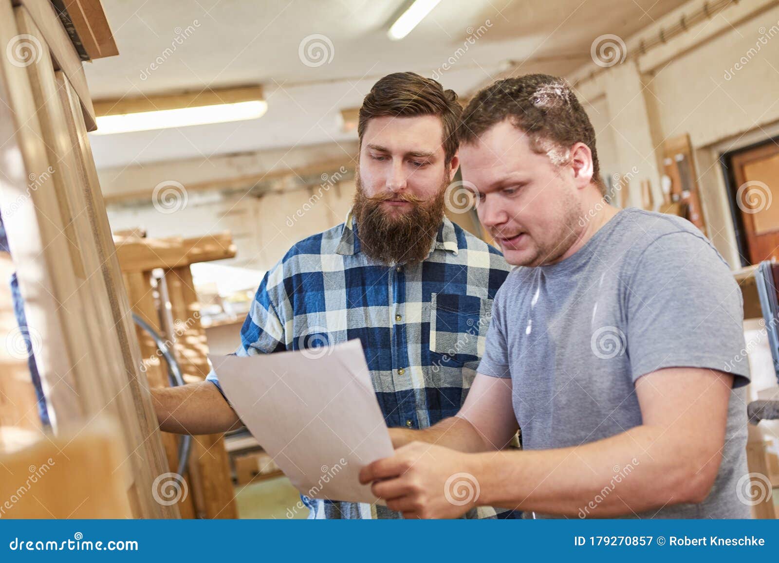 Carpenter in Training with Order in Carpentry Stock Image - Image of ...