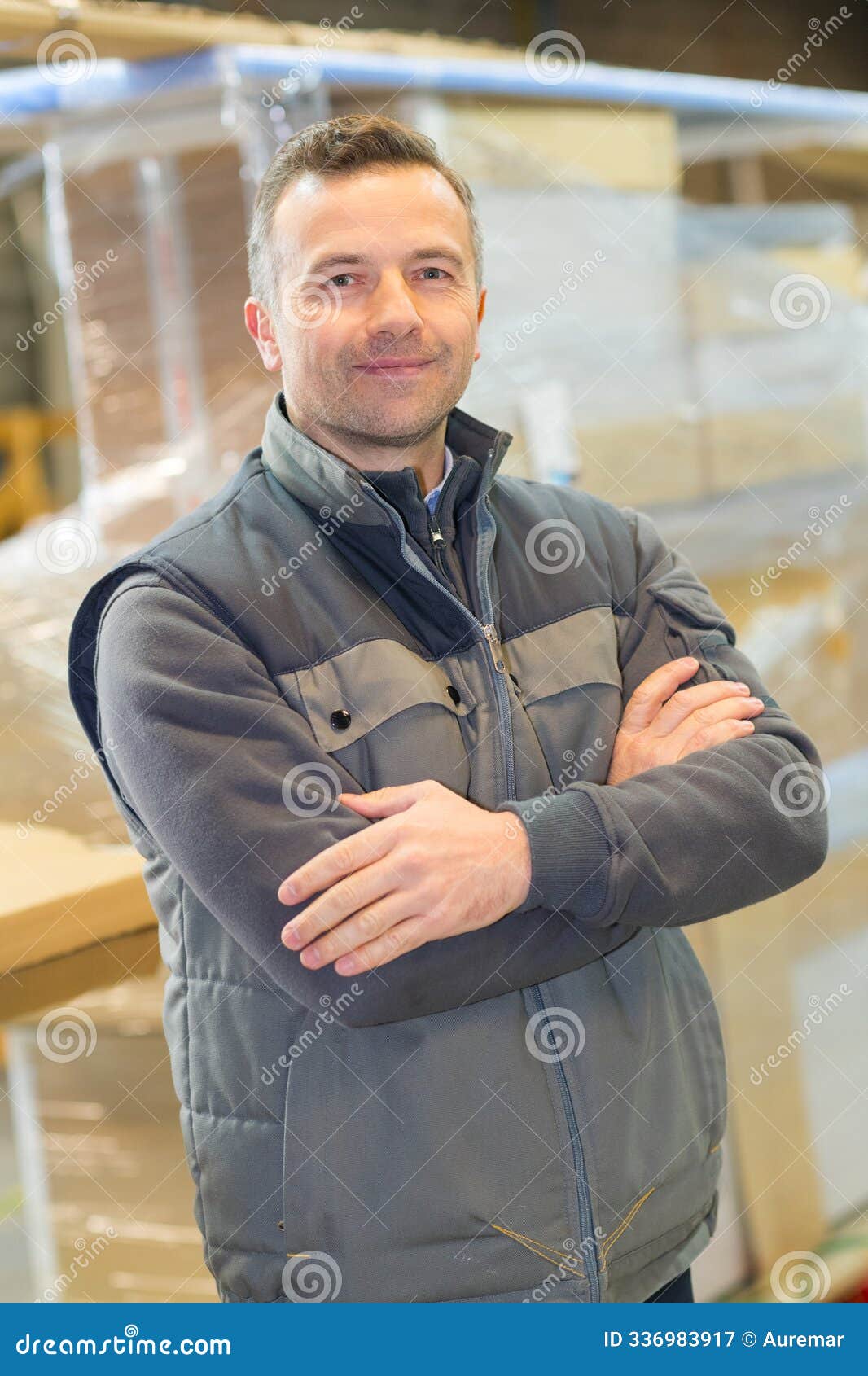 Carpenter in Uniform Looks at Camera Stock Image - Image of handyman ...
