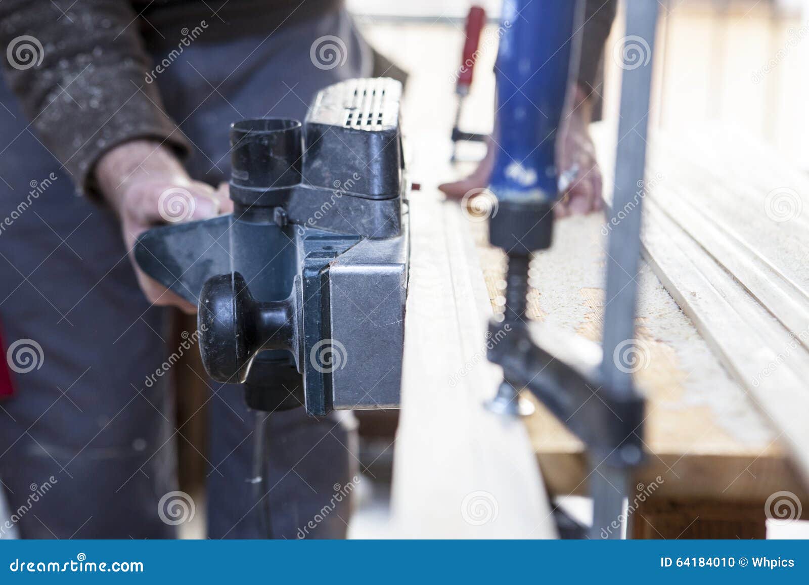 Carpenter Using Electric Plane Stock Photo - Image of tool, carpenter ...