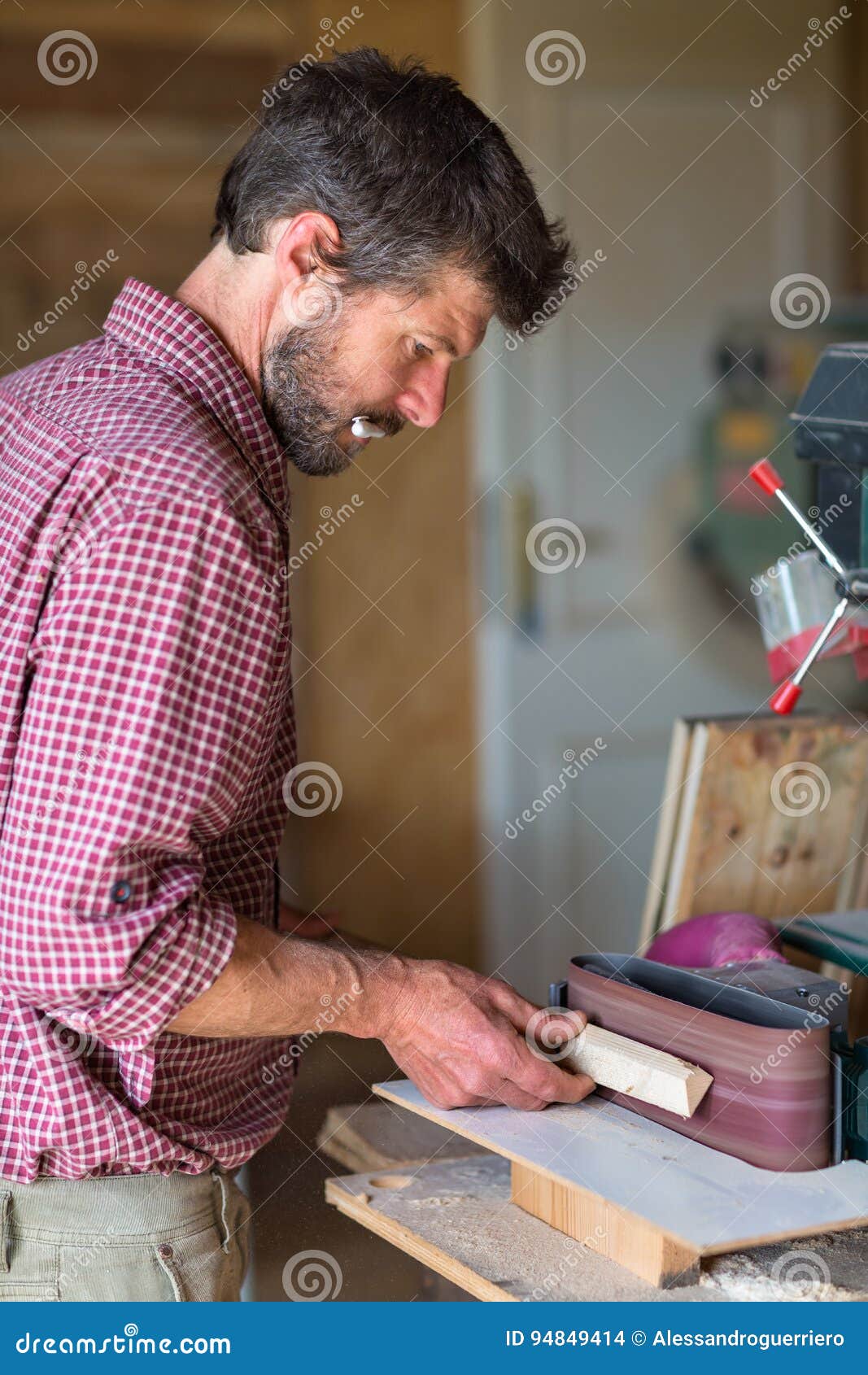 Carpenter Using Electric Sander Tool Stock Photo - Image of equipment ...