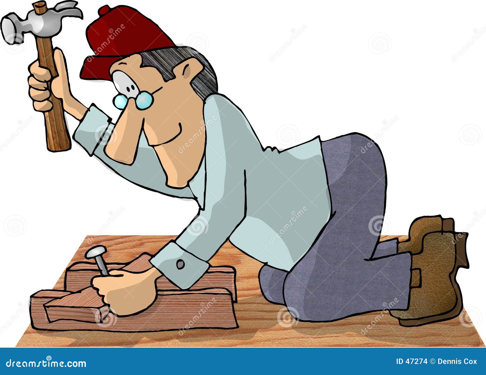 Carpenter using a hammer stock illustration. Illustration of cartoon ...