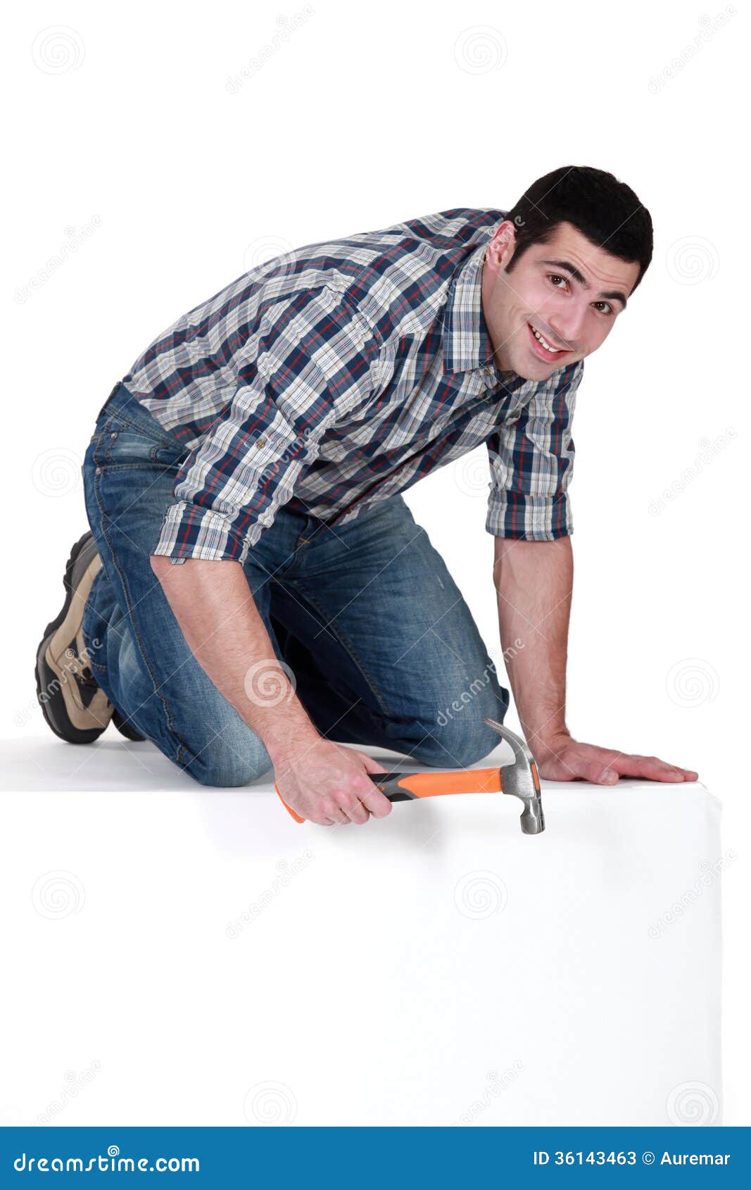 Carpenter using hammer stock image. Image of person, shot - 36143463