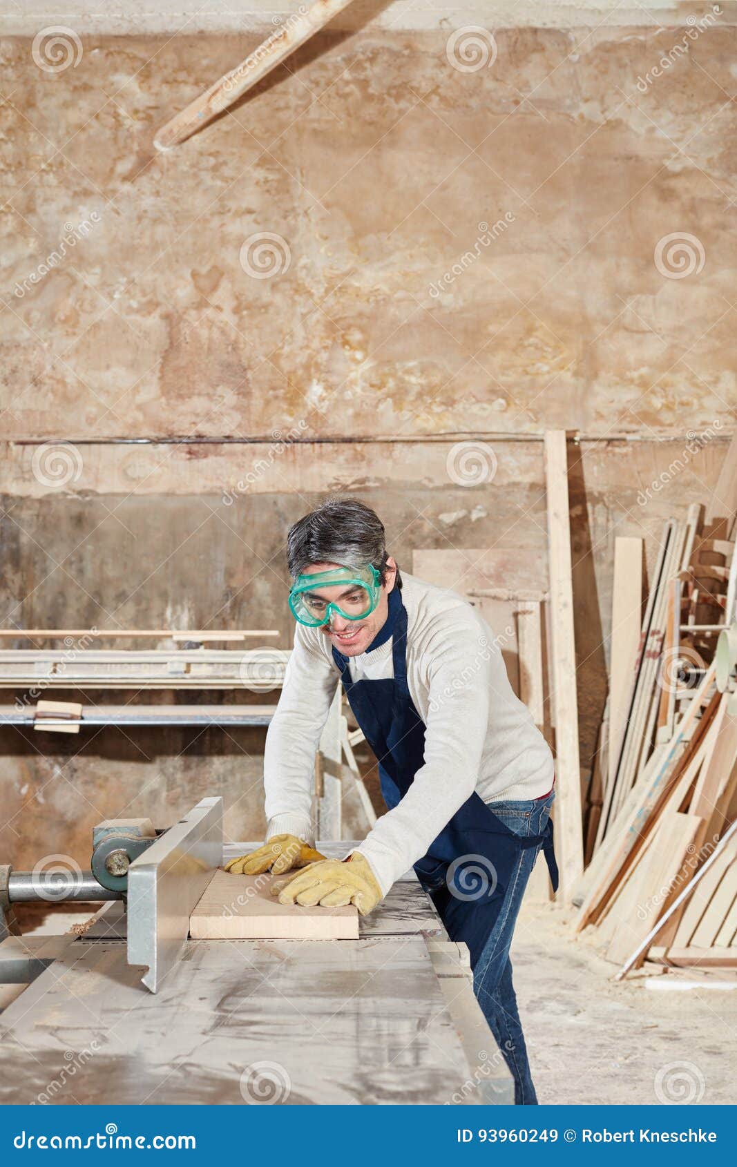 Carpenter Using Planning Machine Stock Image - Image of construction ...