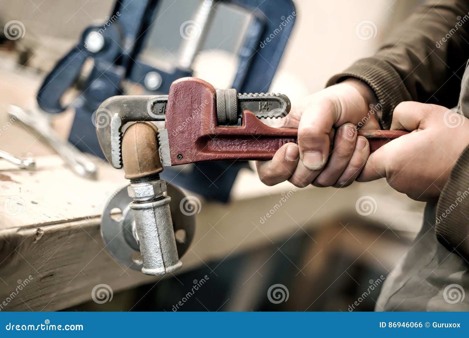 Carpenter Using Plier for His Job in Carpentry Workshop Stock Photo ...