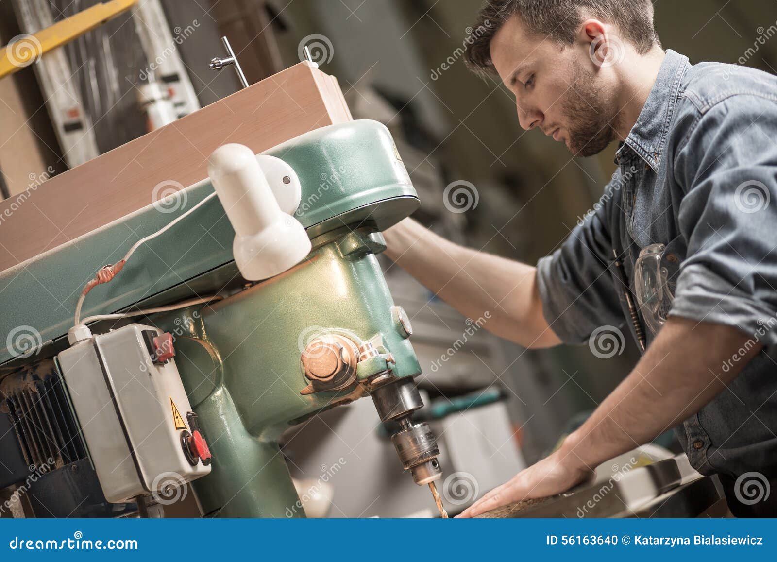 Carpenter Using Sawing Machine Stock Photo - Image of manufacture ...