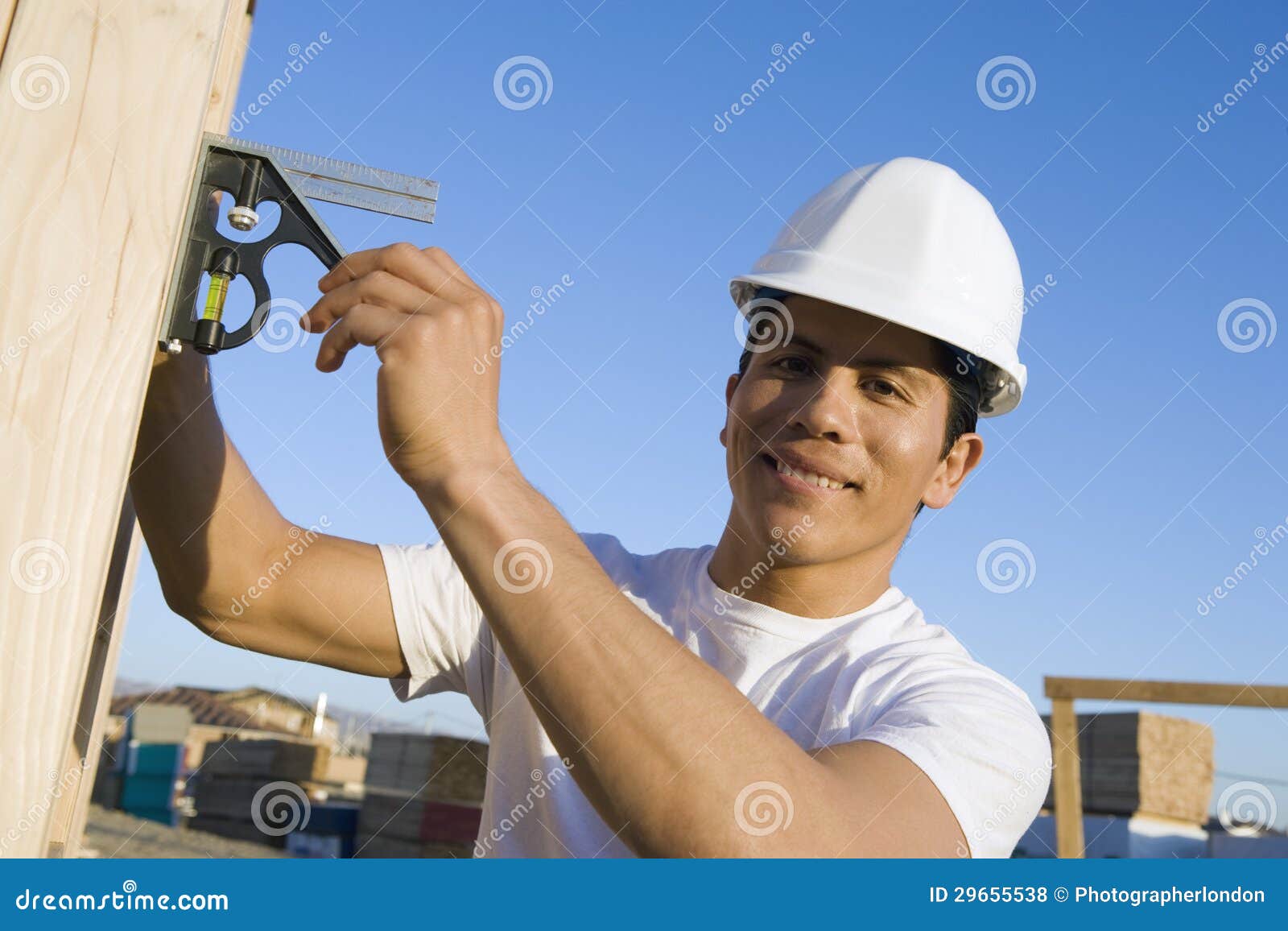 Carpenter Using a Spirit Level Instrument Stock Photo - Image of spirit ...