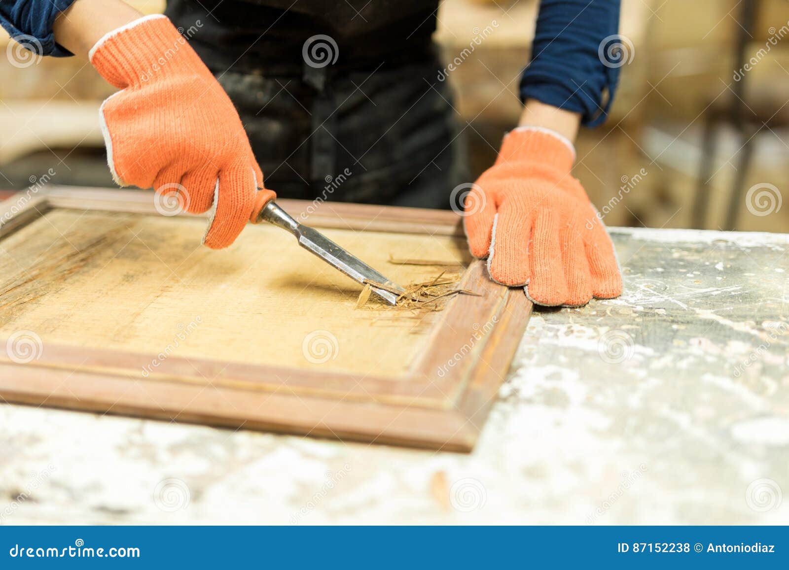 Carpenter Using a Wood Gouge Stock Photo - Image of copy, space: 87152238