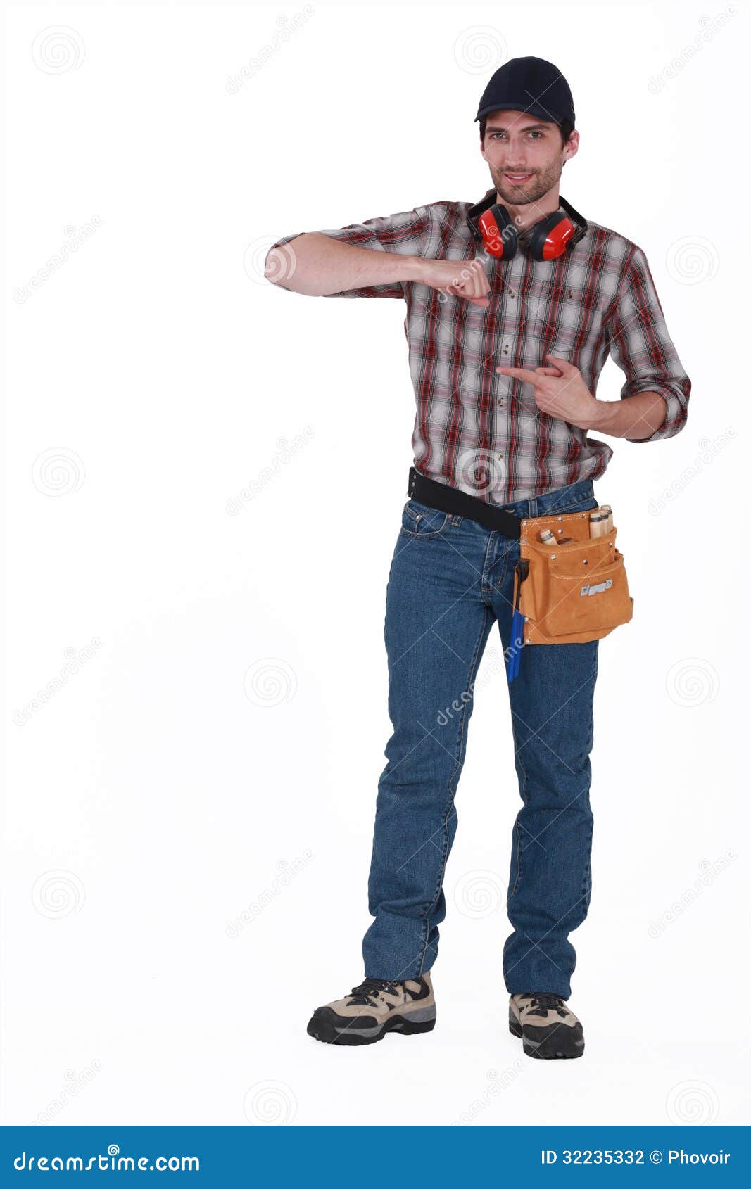 Carpenter wearing cap stock photo. Image of production - 32235332