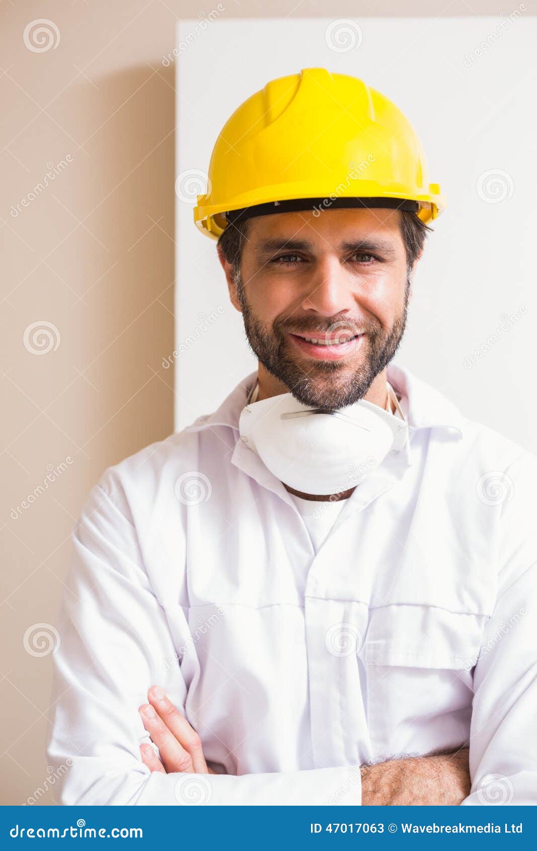Carpenter Wearing Protective Mask Smiling at Camera Stock Image - Image ...