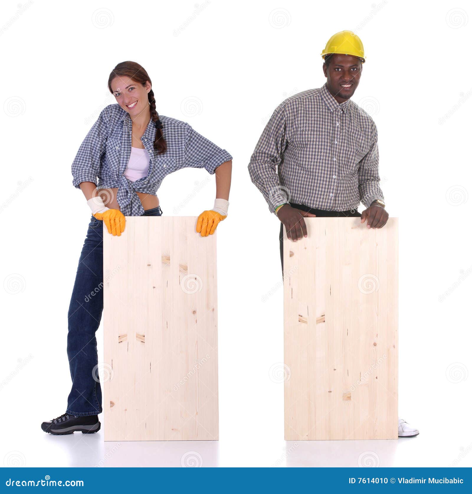 Carpenter and Woman Carpenter Stock Photo - Image of designer ...