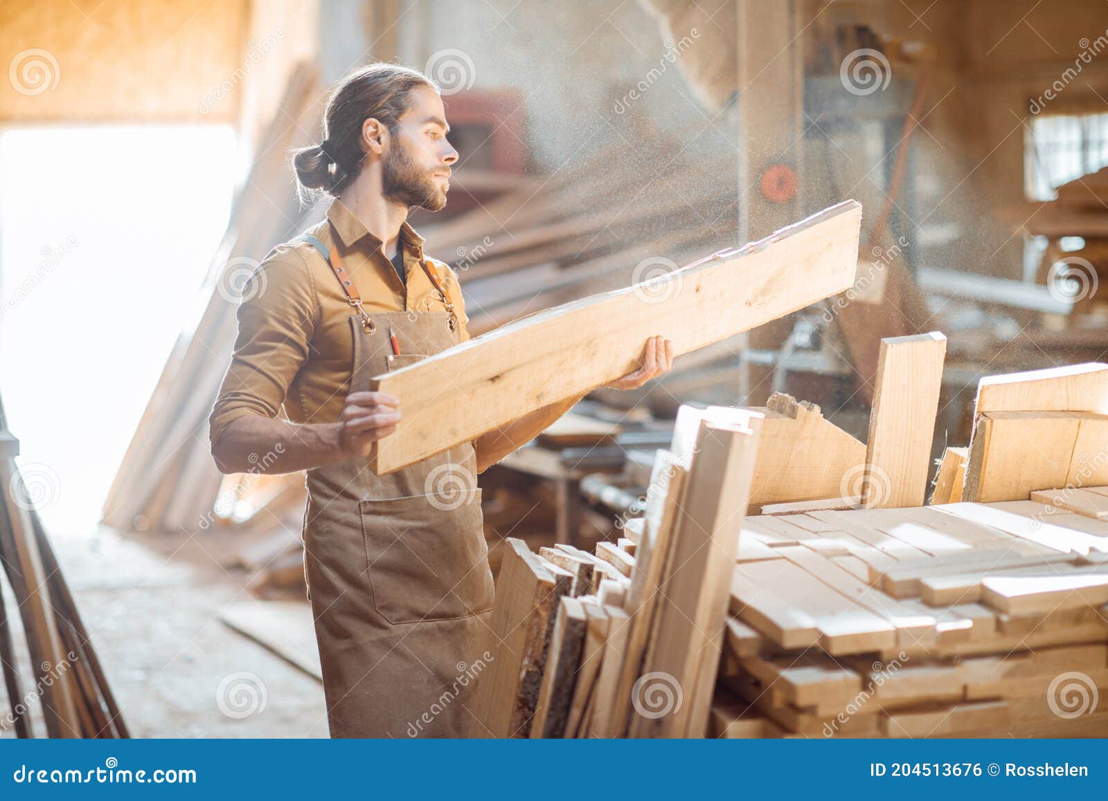 Carpenter at the Wood Storage Stock Photo - Image of hardwood, craft ...