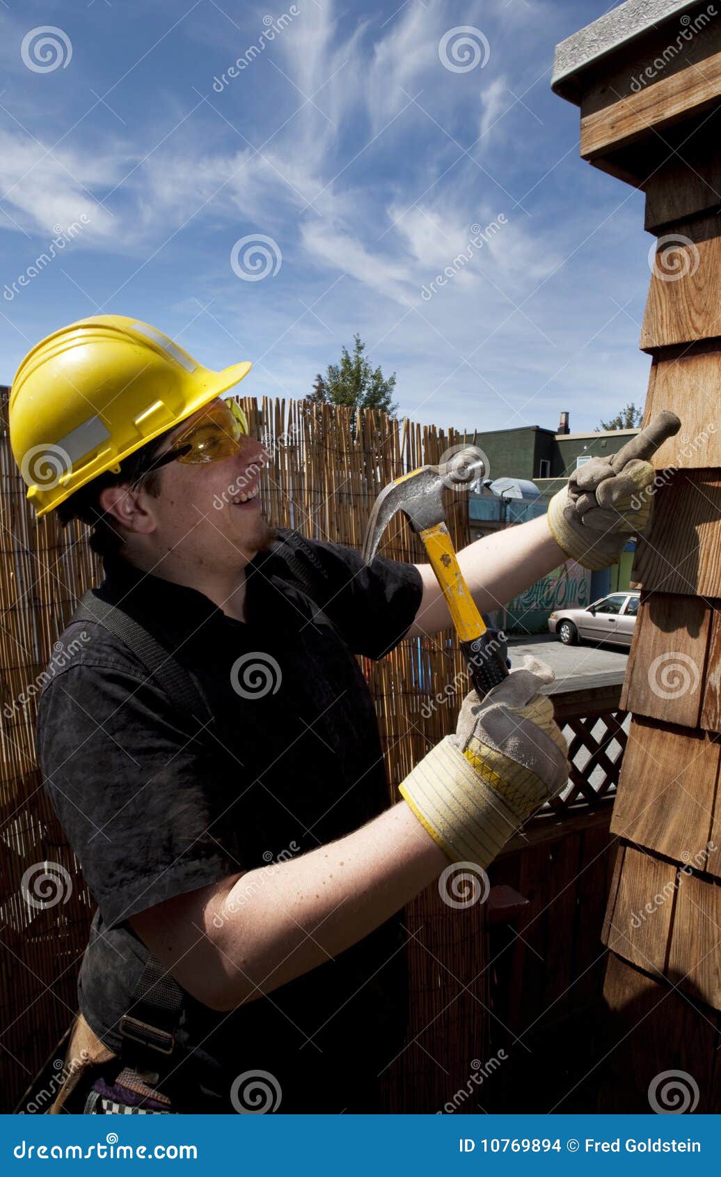 Carpenter at work stock photo. Image of cedar, work, hammer - 10769894