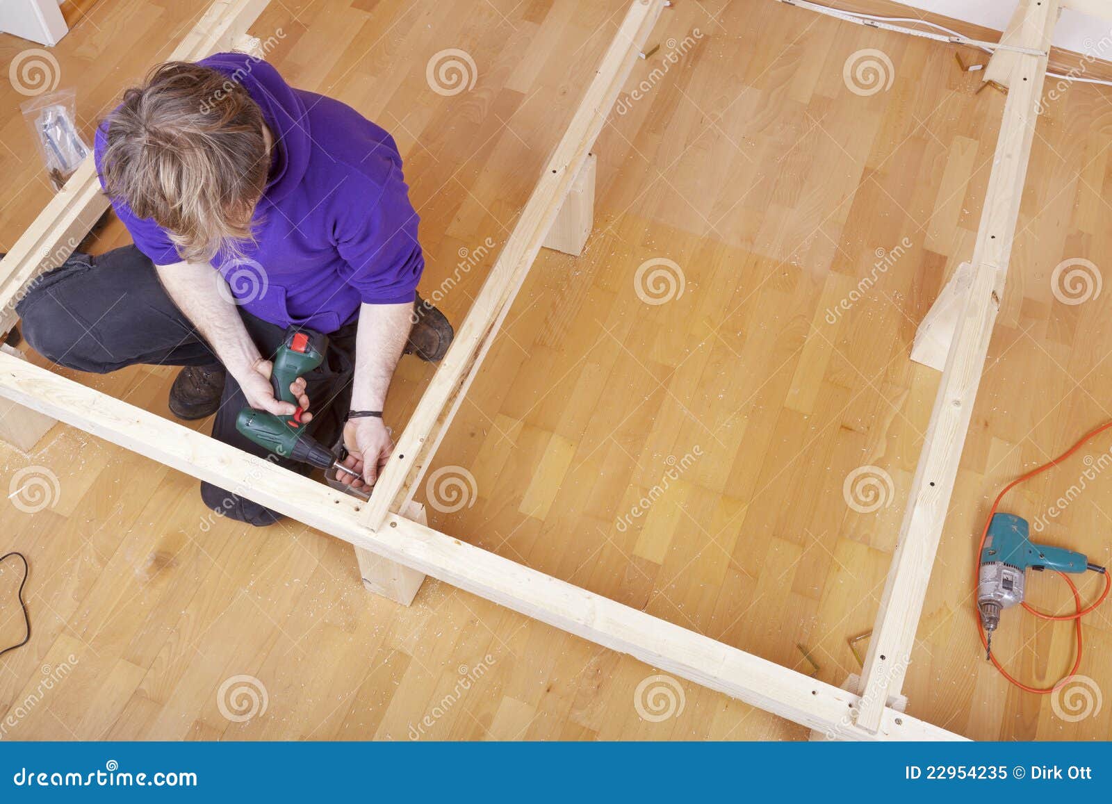 Carpenter at work stock image. Image of build, cordless - 22954235