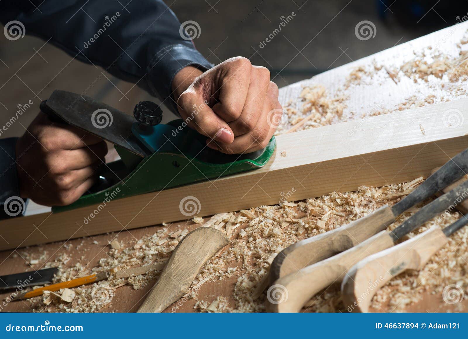 Carpenter at work stock photo. Image of pine, occupation - 46637894