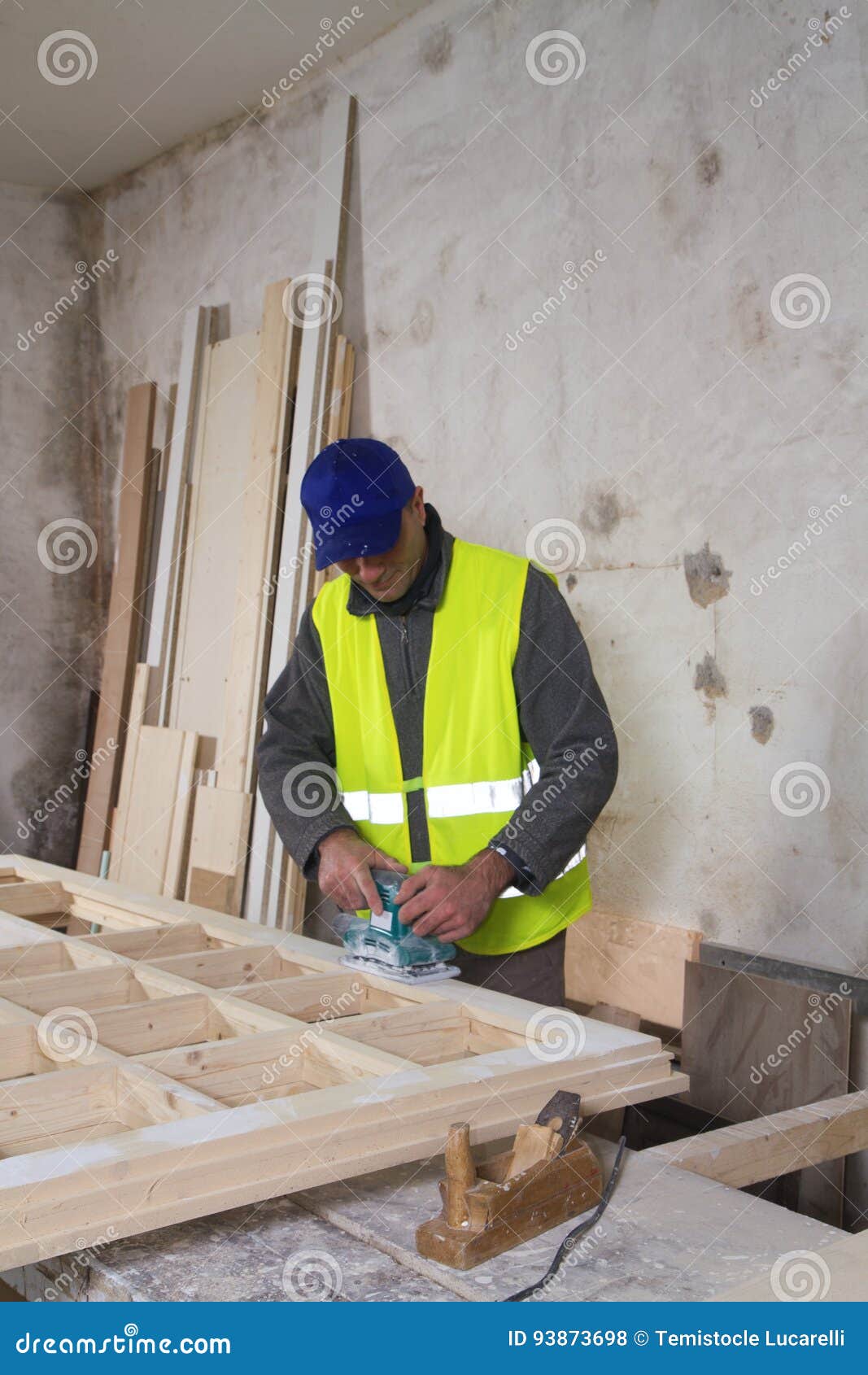 Carpenter at work stock photo. Image of tools, joiners - 93873698