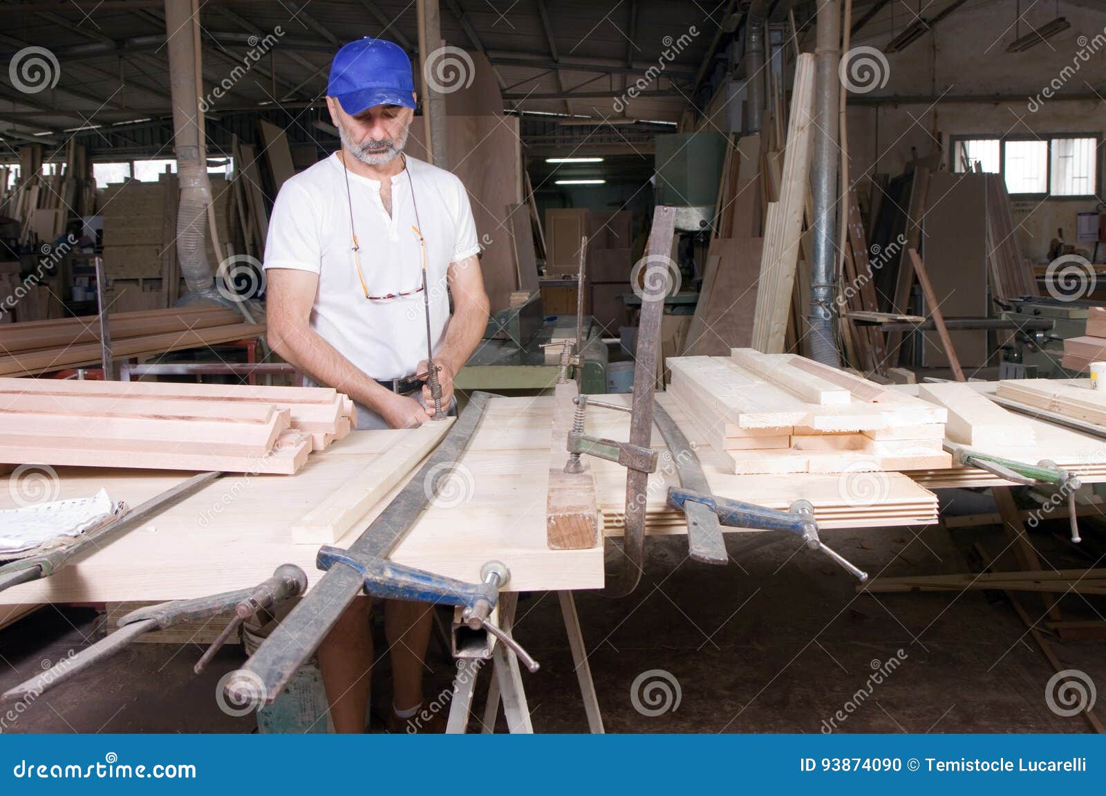 Carpenter at Work in His Workshop Stock Photo - Image of carpenter ...