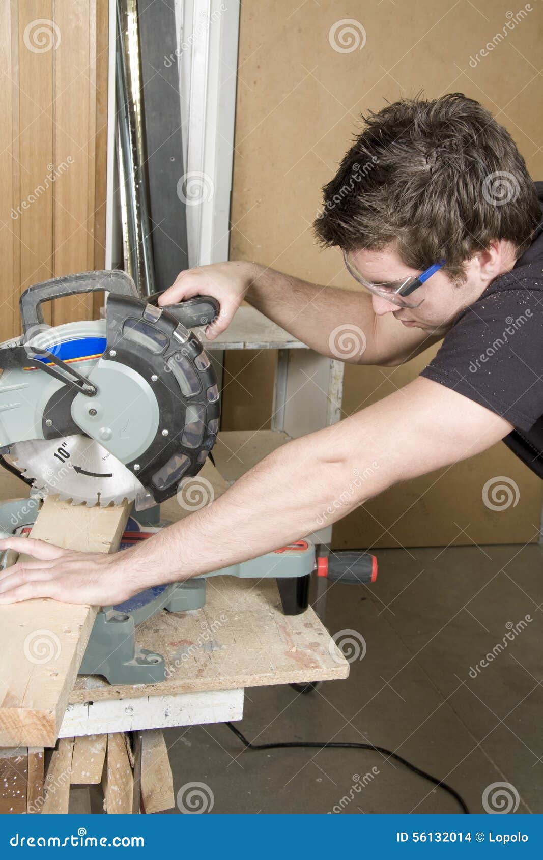 Carpenter at Work on Job Using Power Tool Stock Photo - Image of hand ...