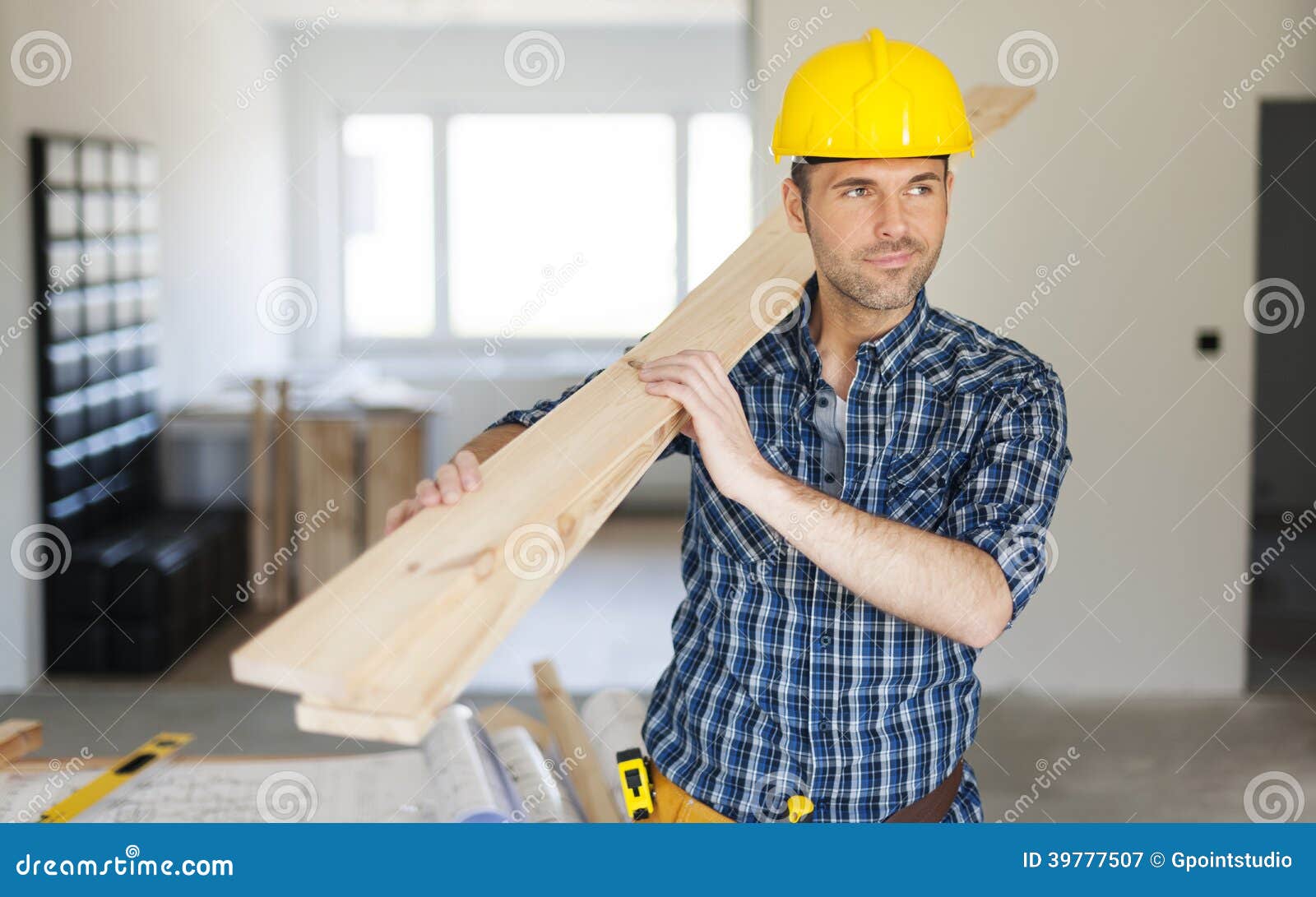 Carpenter at work stock image. Image of carying, built - 39777507