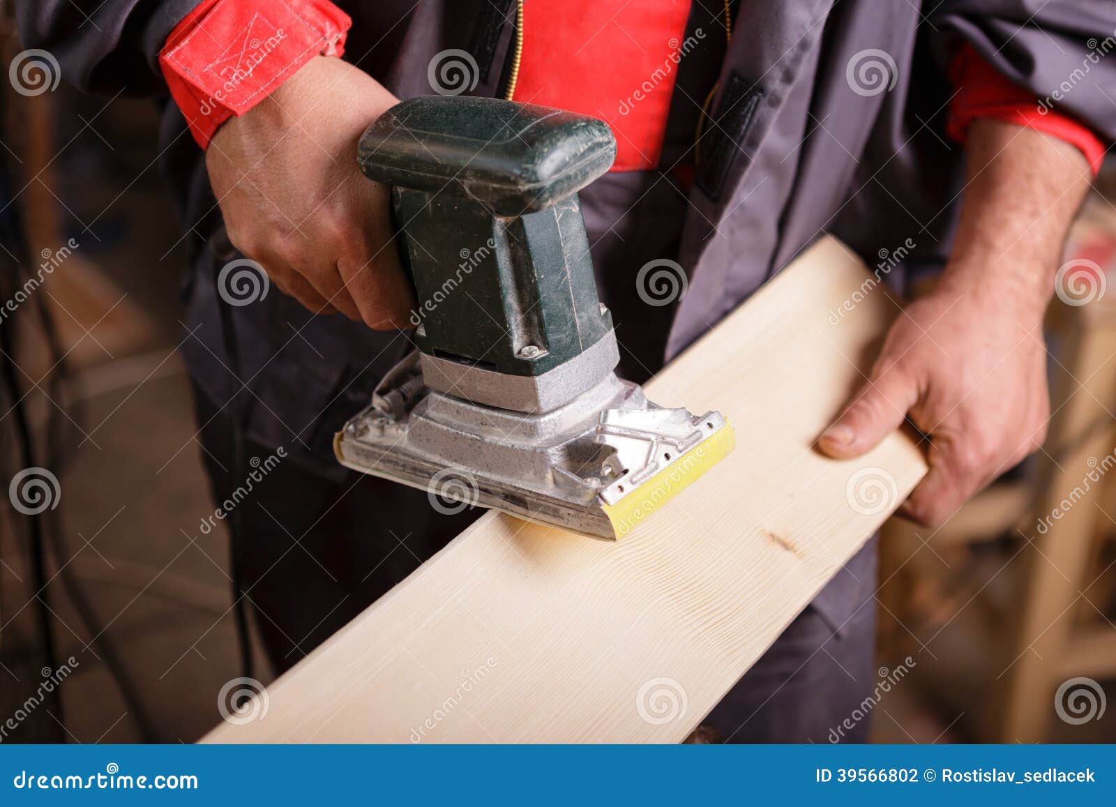 Carpenter at Work with the Sander Stock Photo - Image of equipment ...