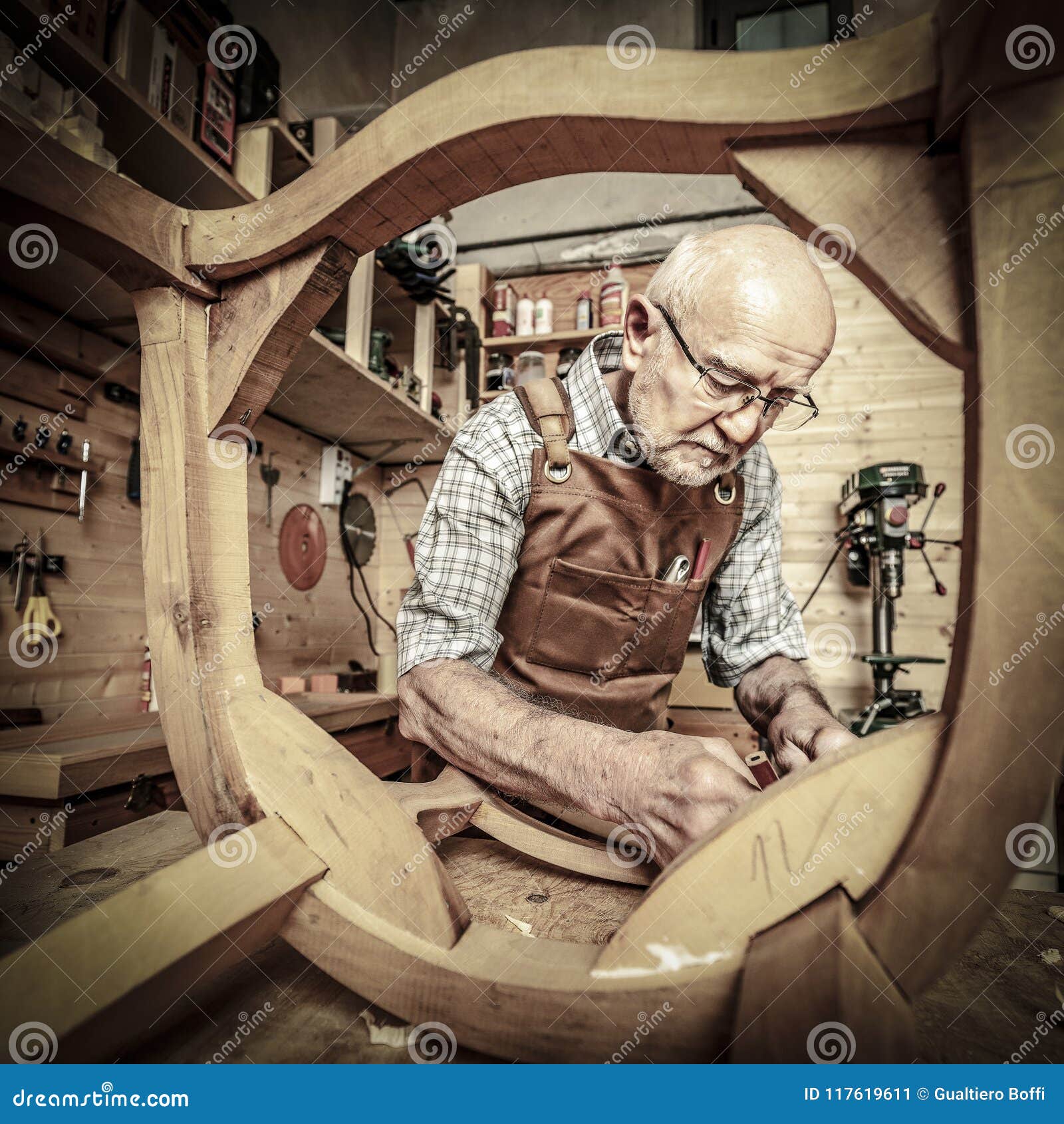Carpenter at Work in Workshop Stock Image - Image of creativity, person ...