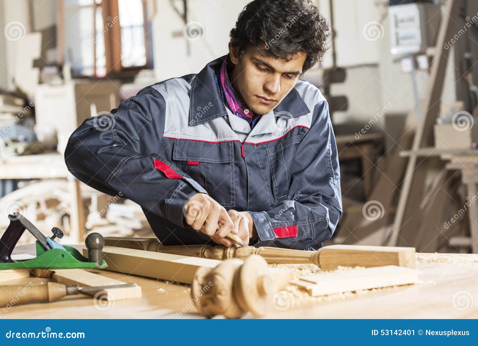 Carpenter at work stock image. Image of carving, trimming - 53142401