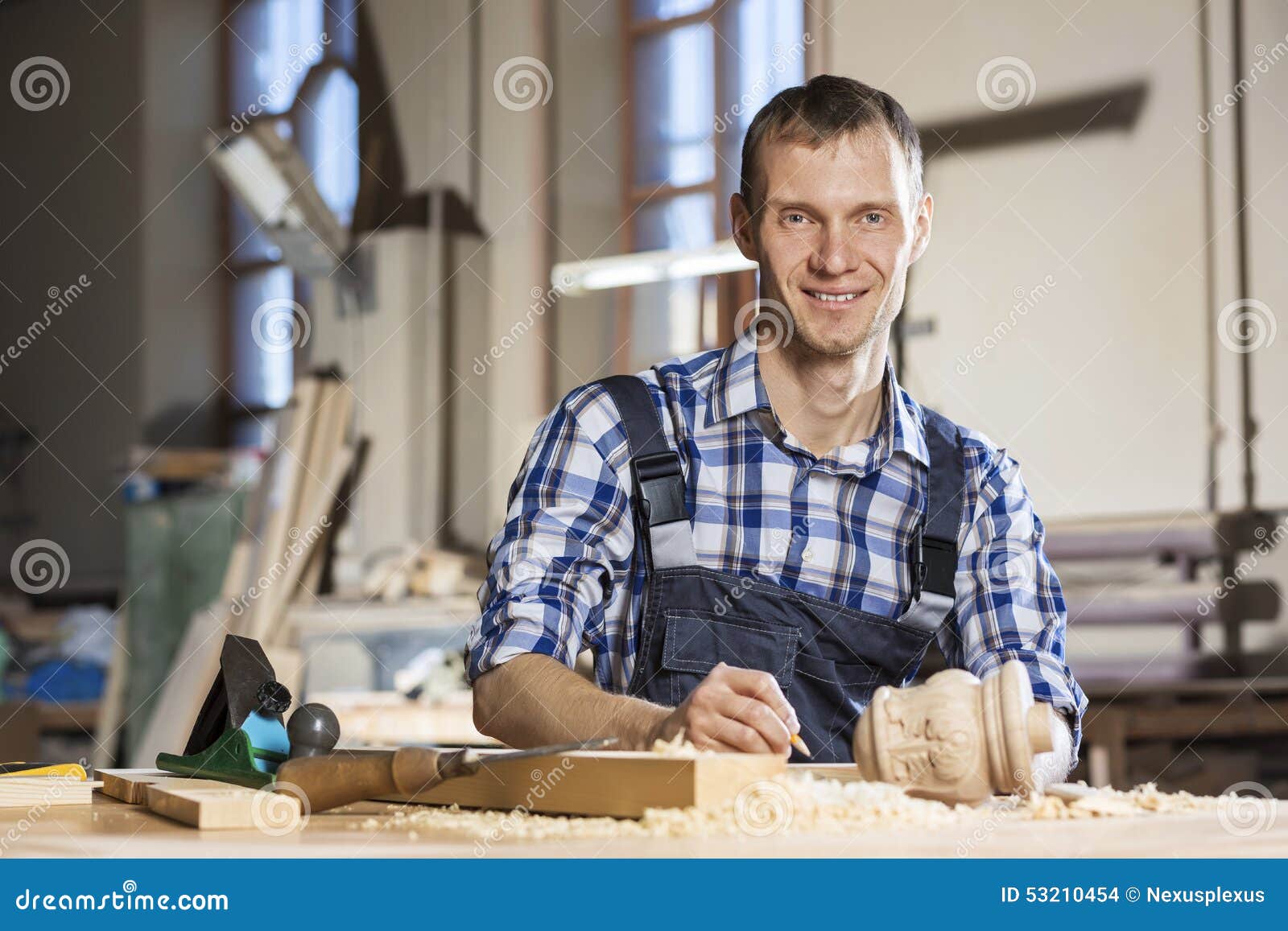 Carpenter at work stock photo. Image of joiner, wood - 53210454