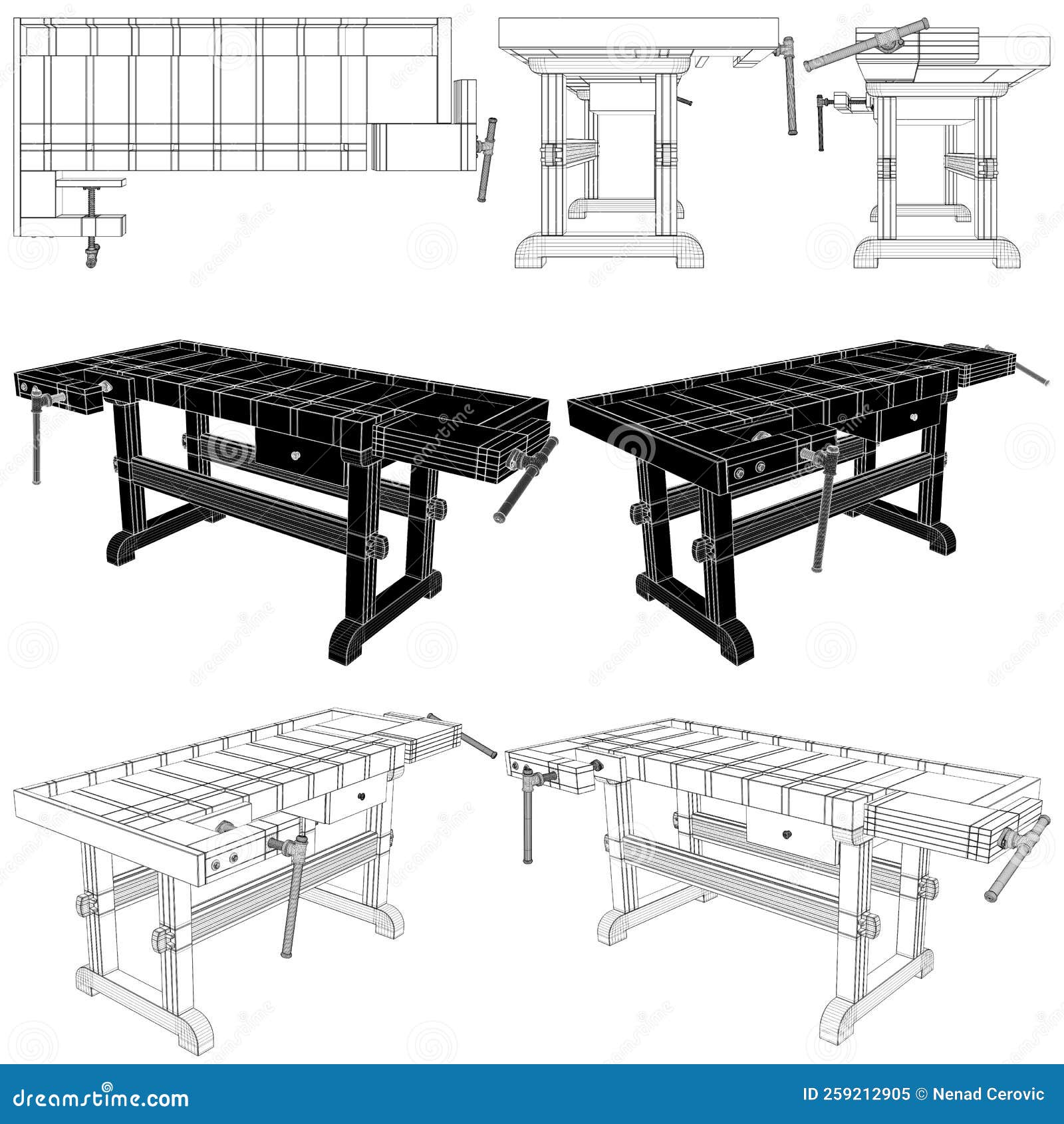 Carpenter Workbench Table Vector. Illustration Isolated On White ...