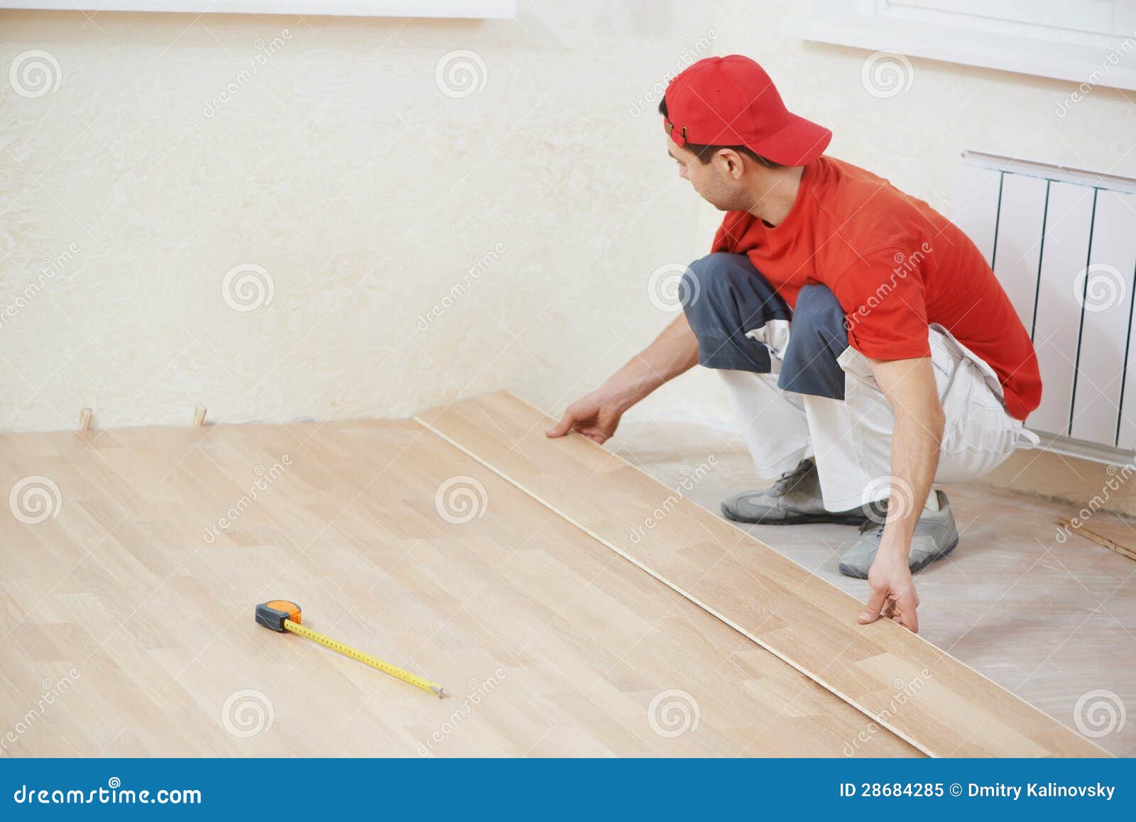 Carpenter Worker Joining Parket Floor Stock Image - Image of layer ...