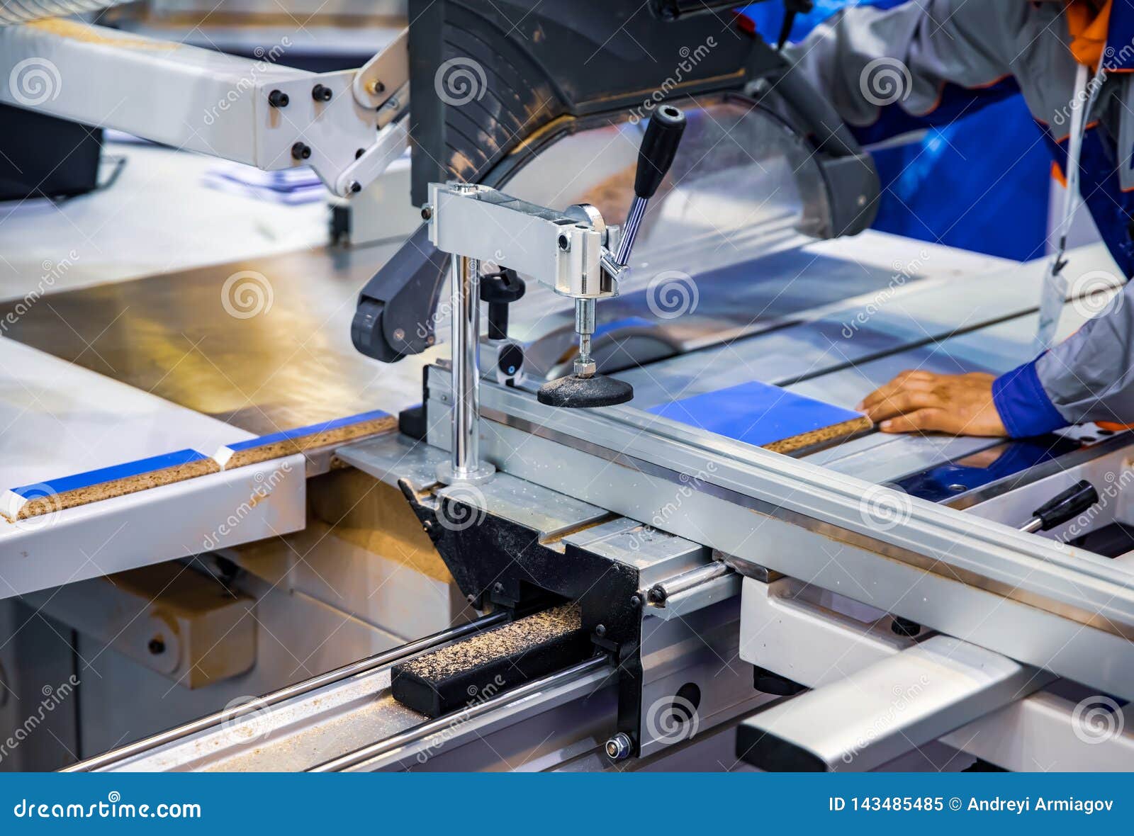 Carpenter Worker Operating Wood Cutting Machine. CNC Woodworking Wood ...