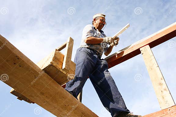 Carpenter working stock image. Image of hard, high, house - 14207017