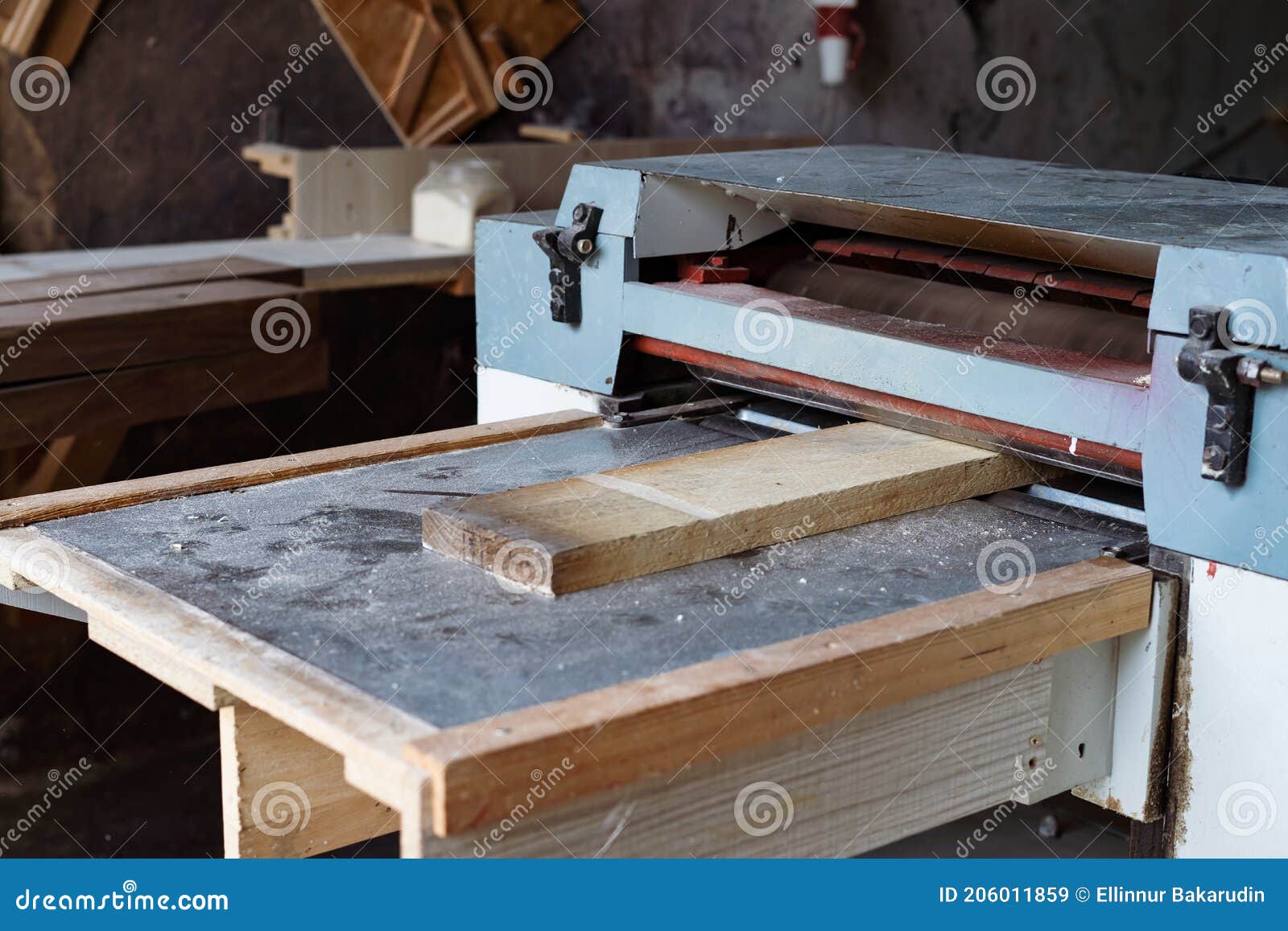 Carpenter Working Automated Sanding Machine for Wood Boards Stock Image ...