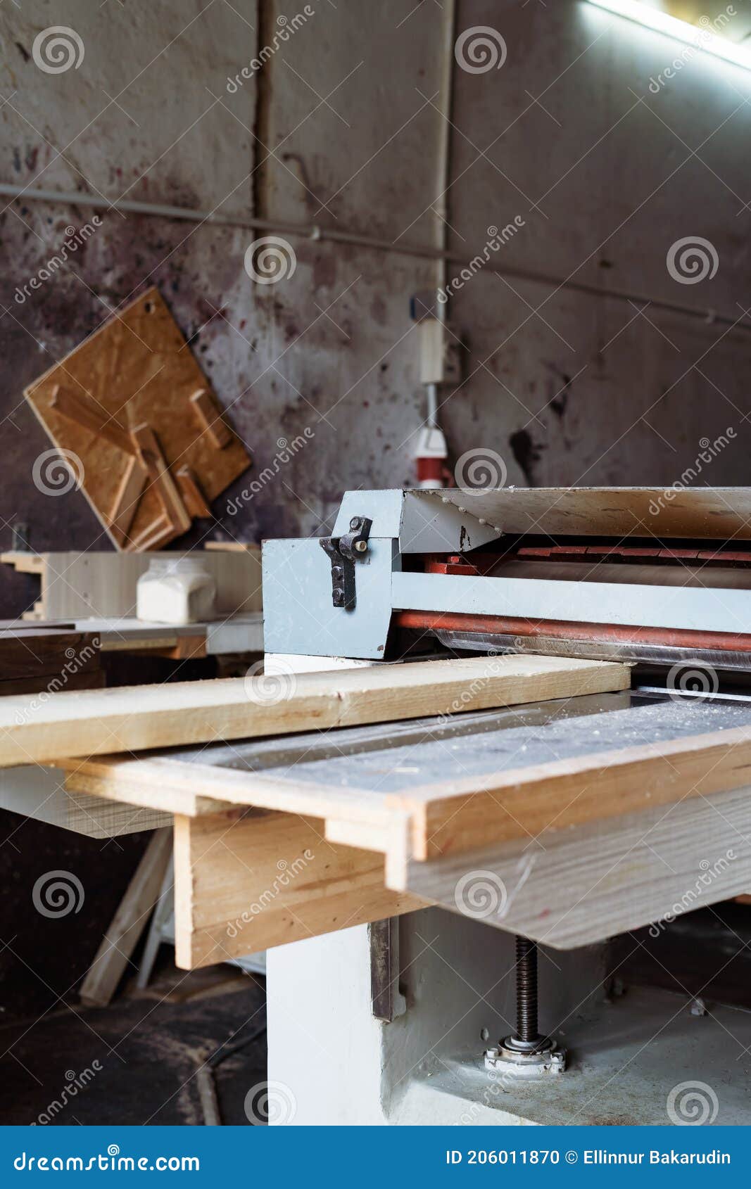 Carpenter Working Automated Sanding Machine for Wood Boards Stock Photo ...