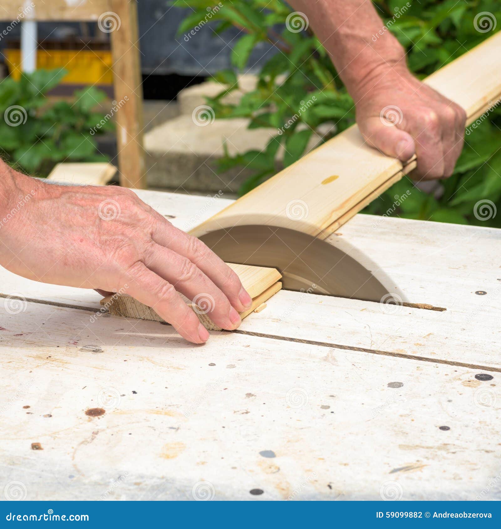 Carpenter Working with Electric Buzz Saw Stock Photo - Image of person ...