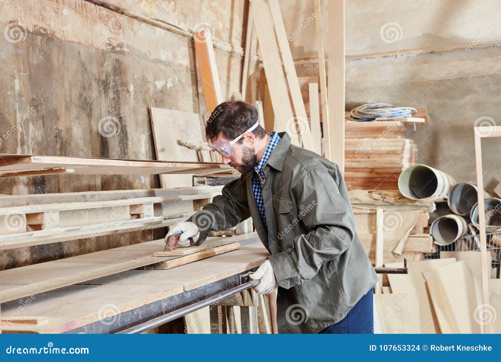 Carpenter Working with Grinder Stock Photo - Image of labor, grind ...