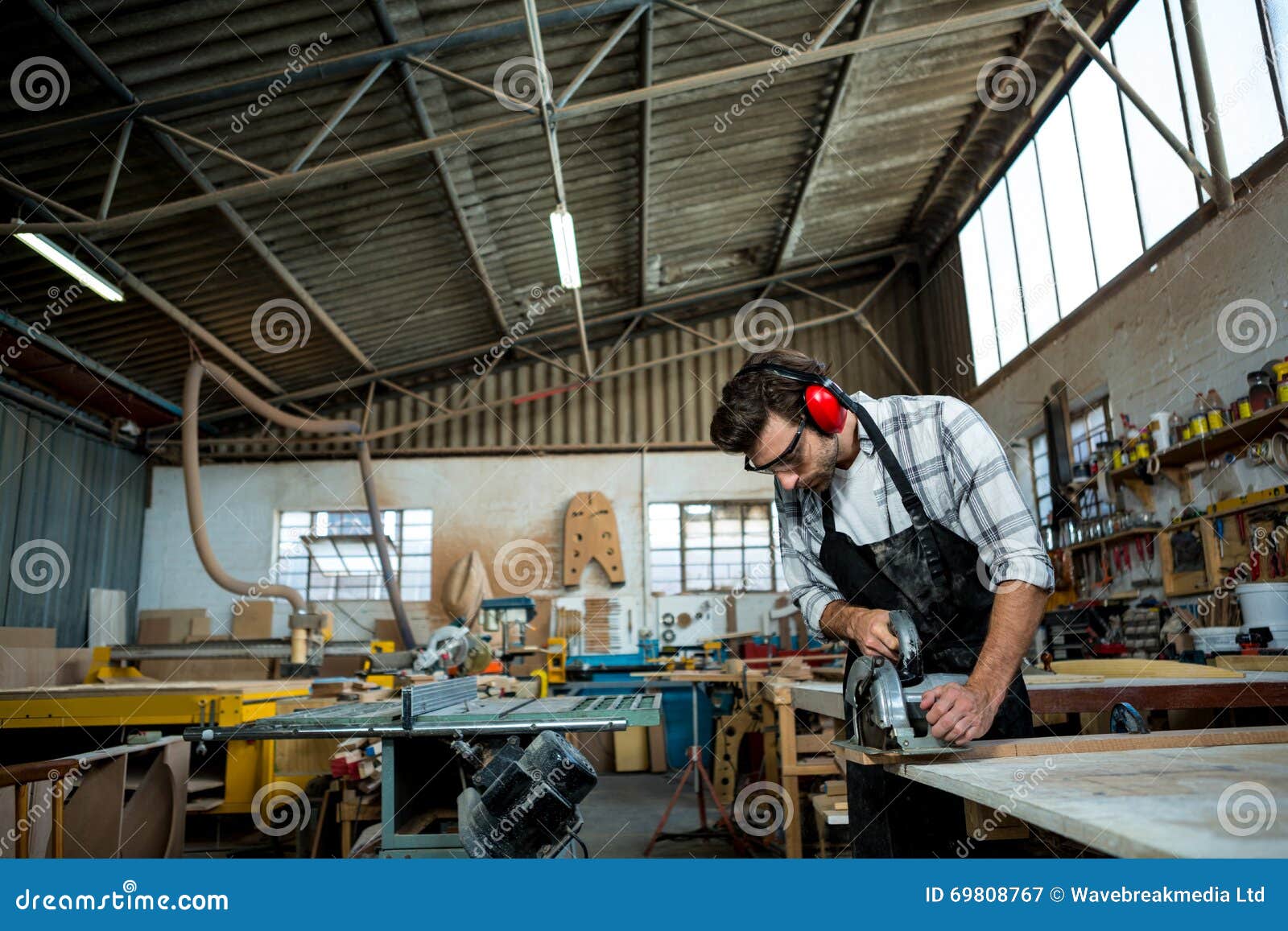 Carpenter Working on His Craft Stock Image - Image of build, glasses ...