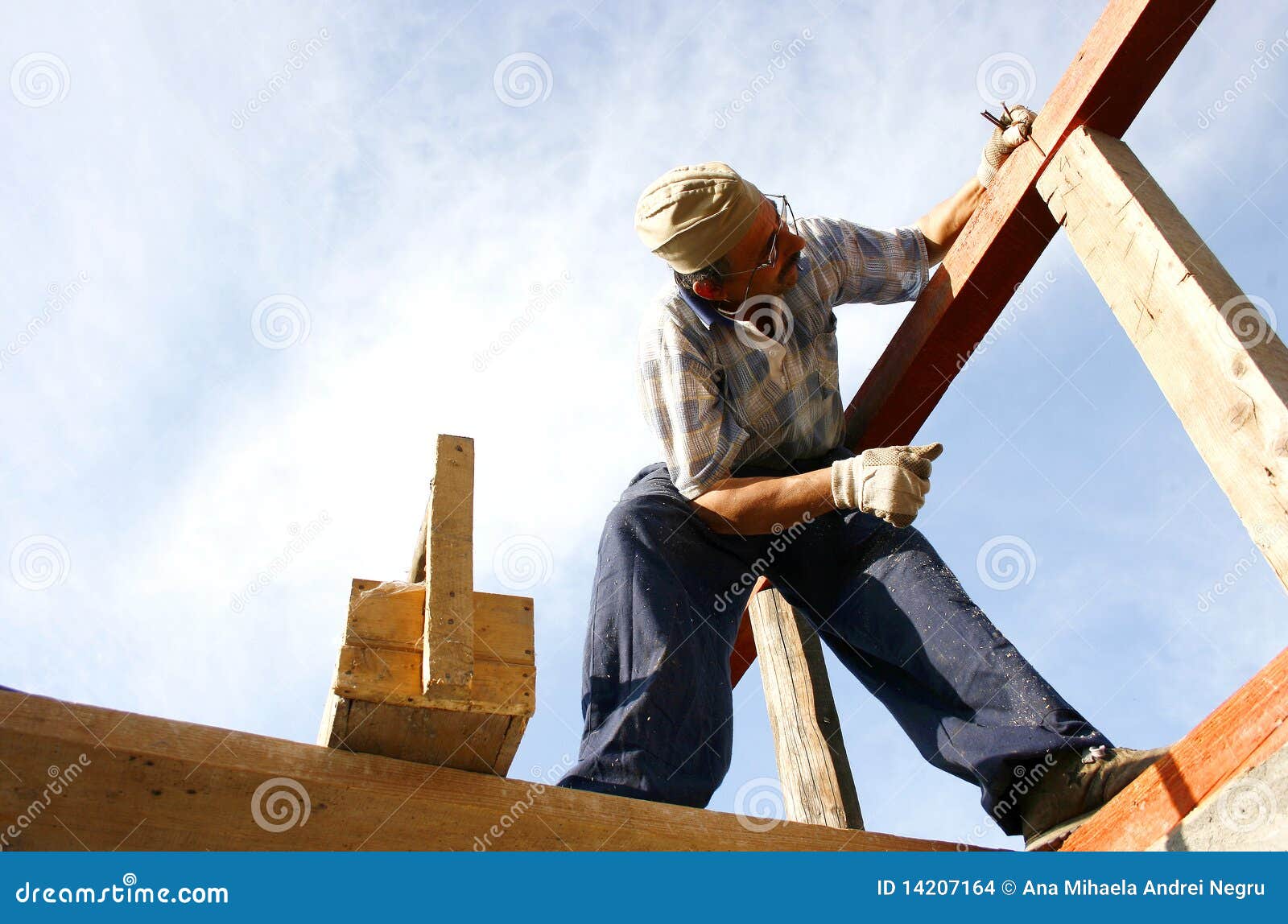 Carpenter Working with Nails and a Box of Tools Stock Photo - Image of ...