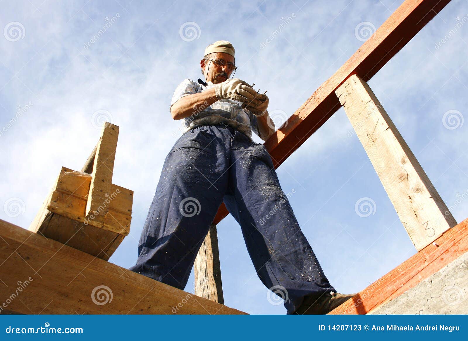Carpenter Working with Nails and a Wooden Box Stock Image - Image of ...