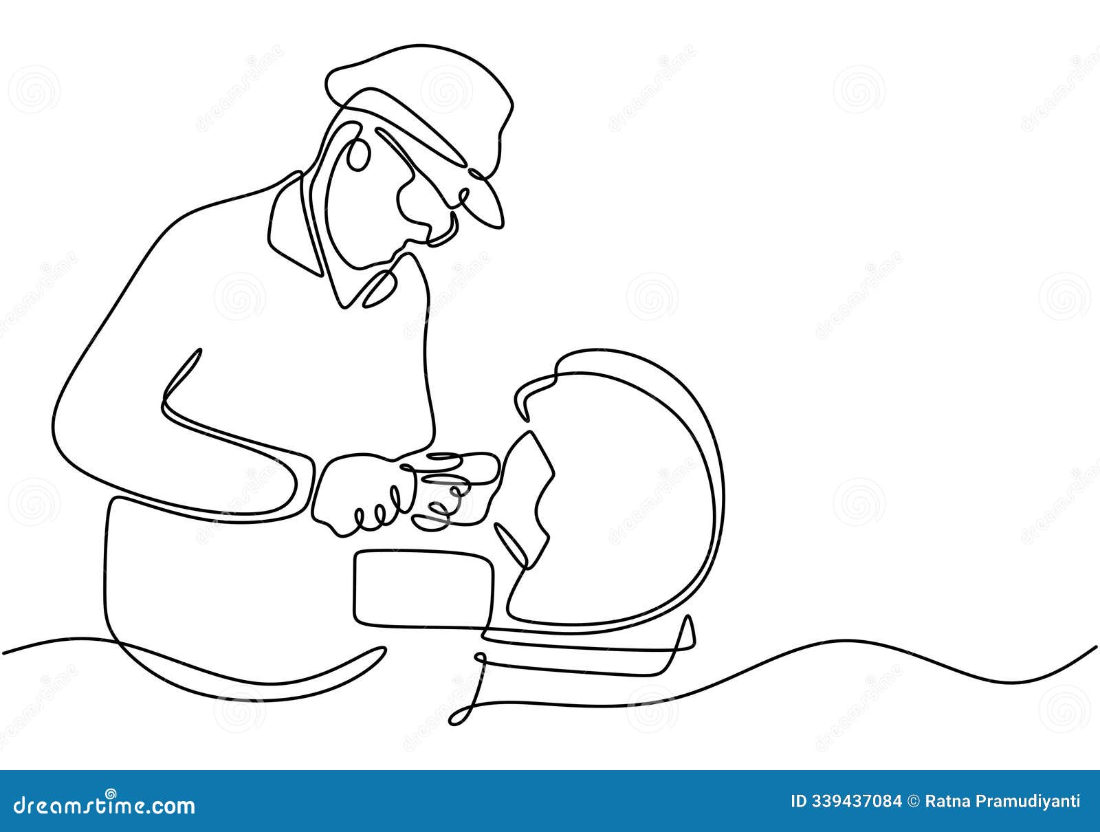 Carpenter Working in One Continuous Line Drawing. Minimalist Design for ...