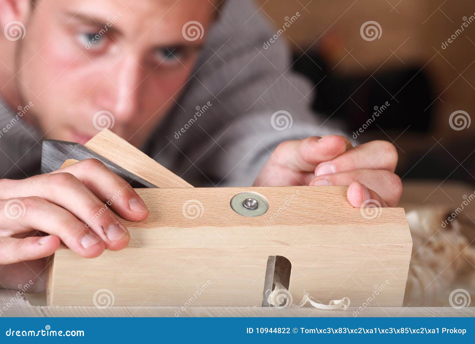 Carpenter Working with Plane Stock Photo - Image of timber, life: 10944822