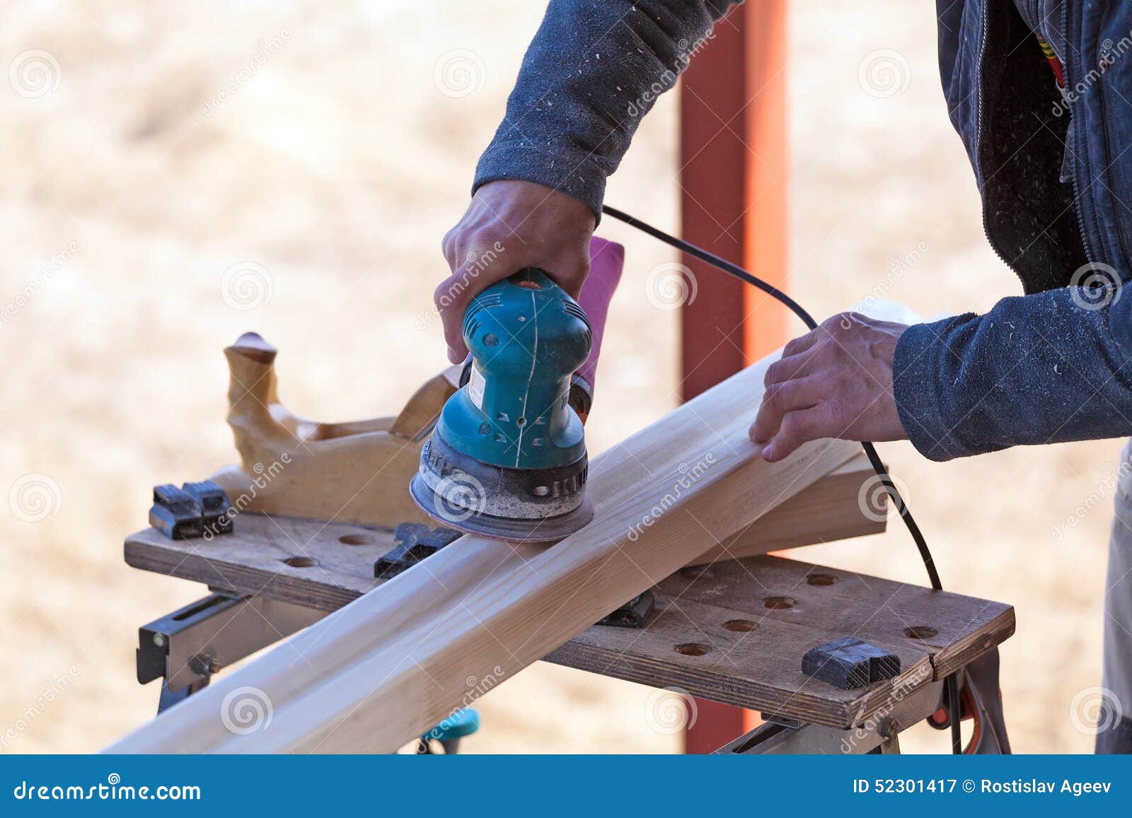 Carpenter Working Polishing Machine Stock Image - Image of occupation ...