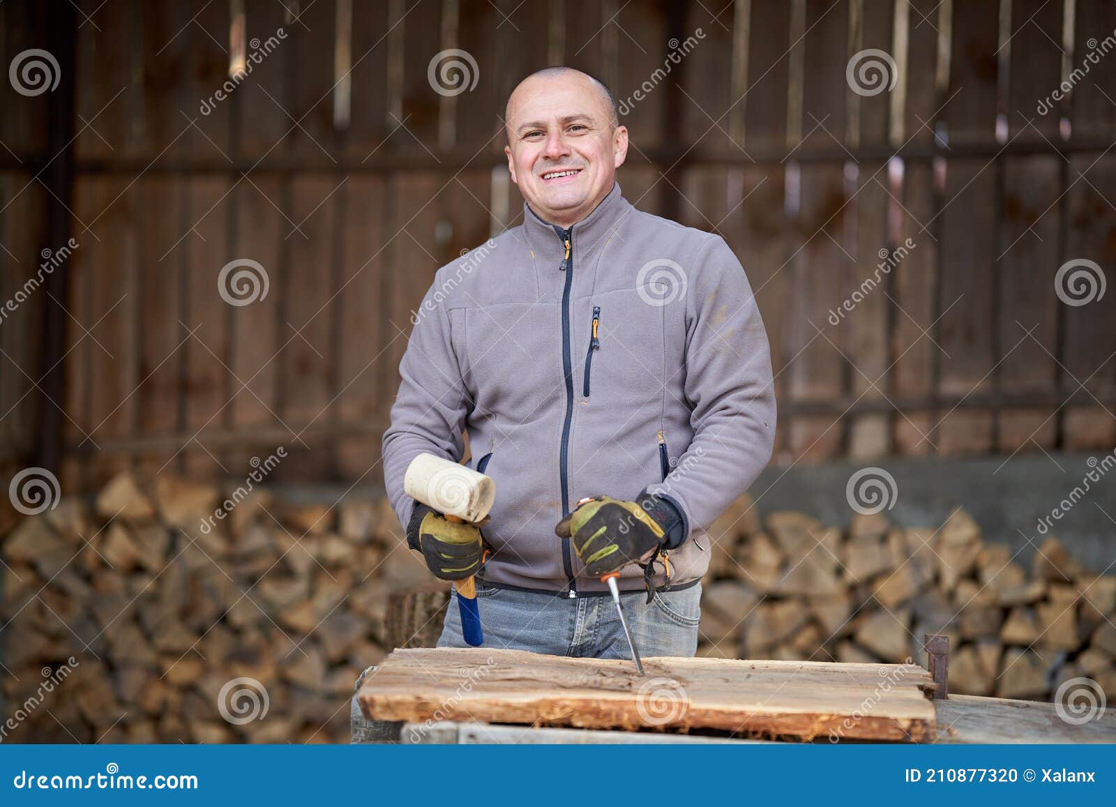 Carpenter Working a Walnut Wood Stock Photo - Image of construction ...