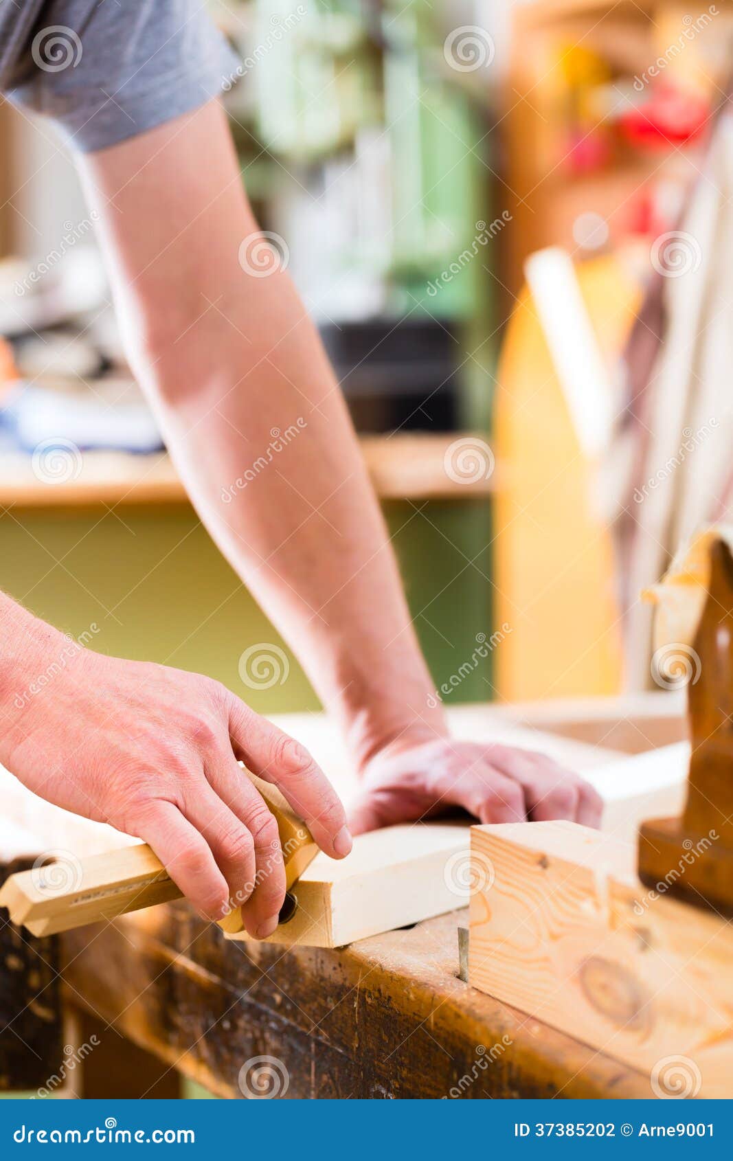 Carpenter with Workpiece in Carpentry Stock Photo - Image of worker ...