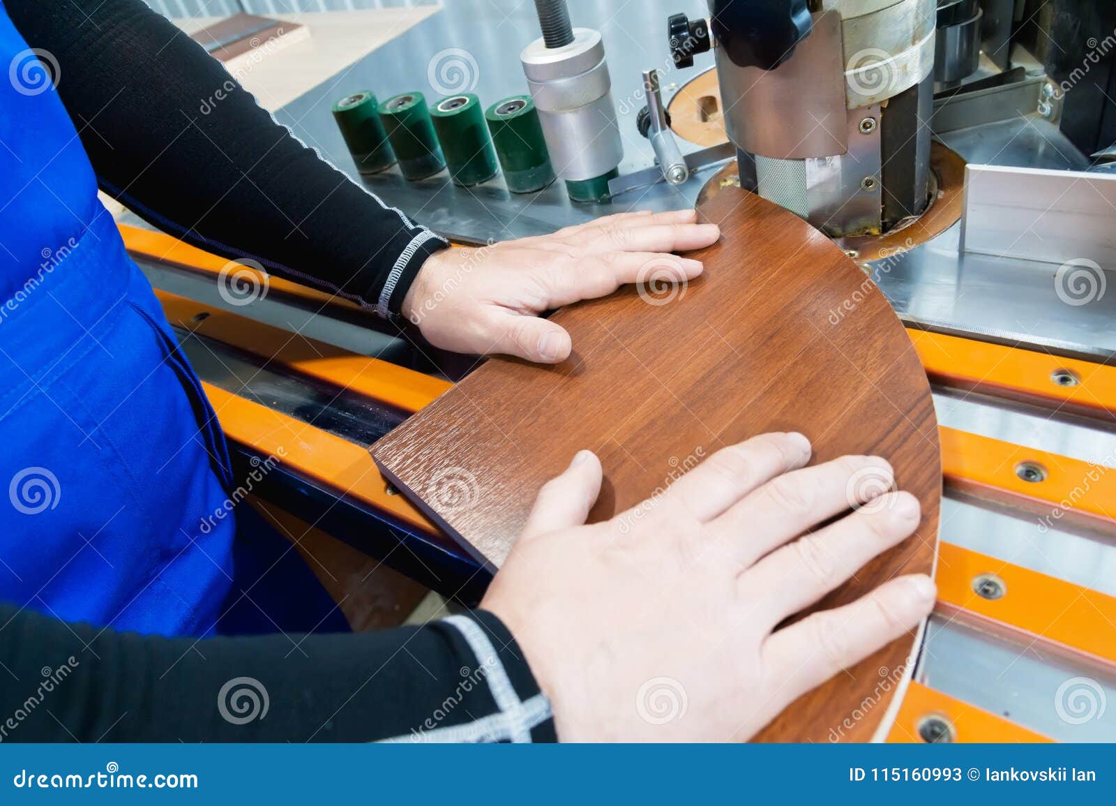 Carpenter Works for Edge Banding Machine in Workshop Stock Image ...