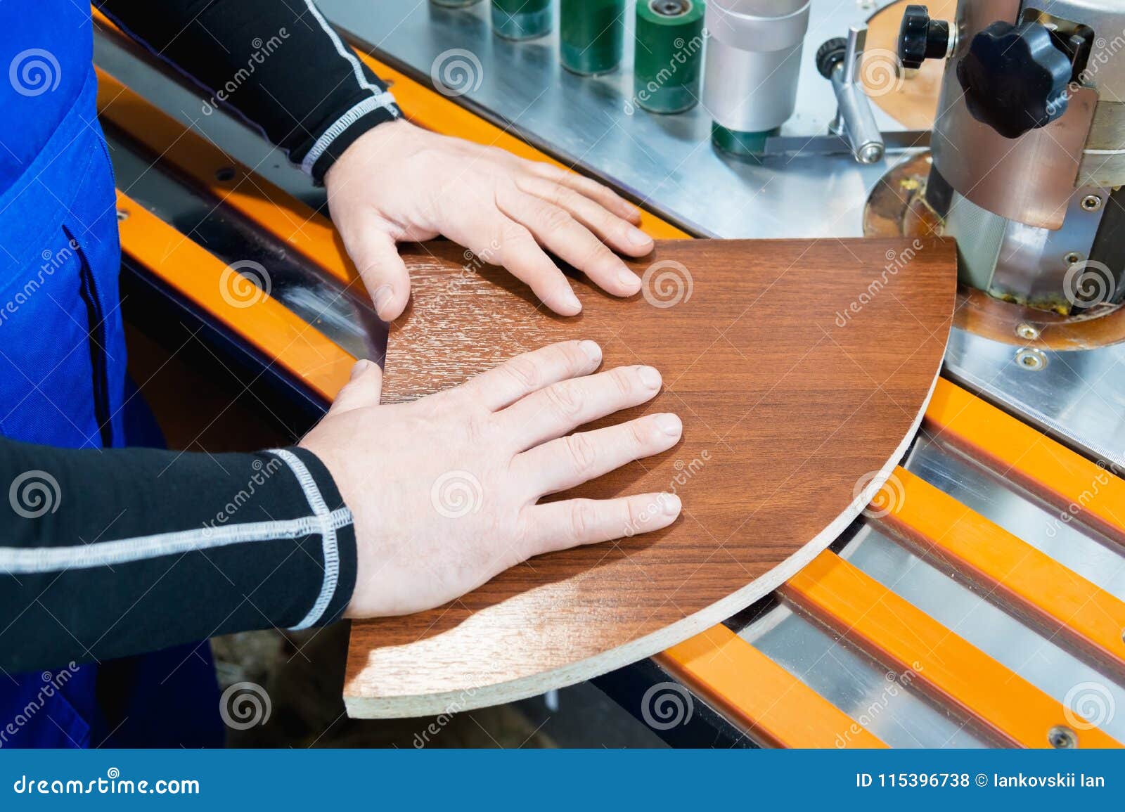 Carpenter Works for Edge Banding Machine in Workshop Stock Photo ...