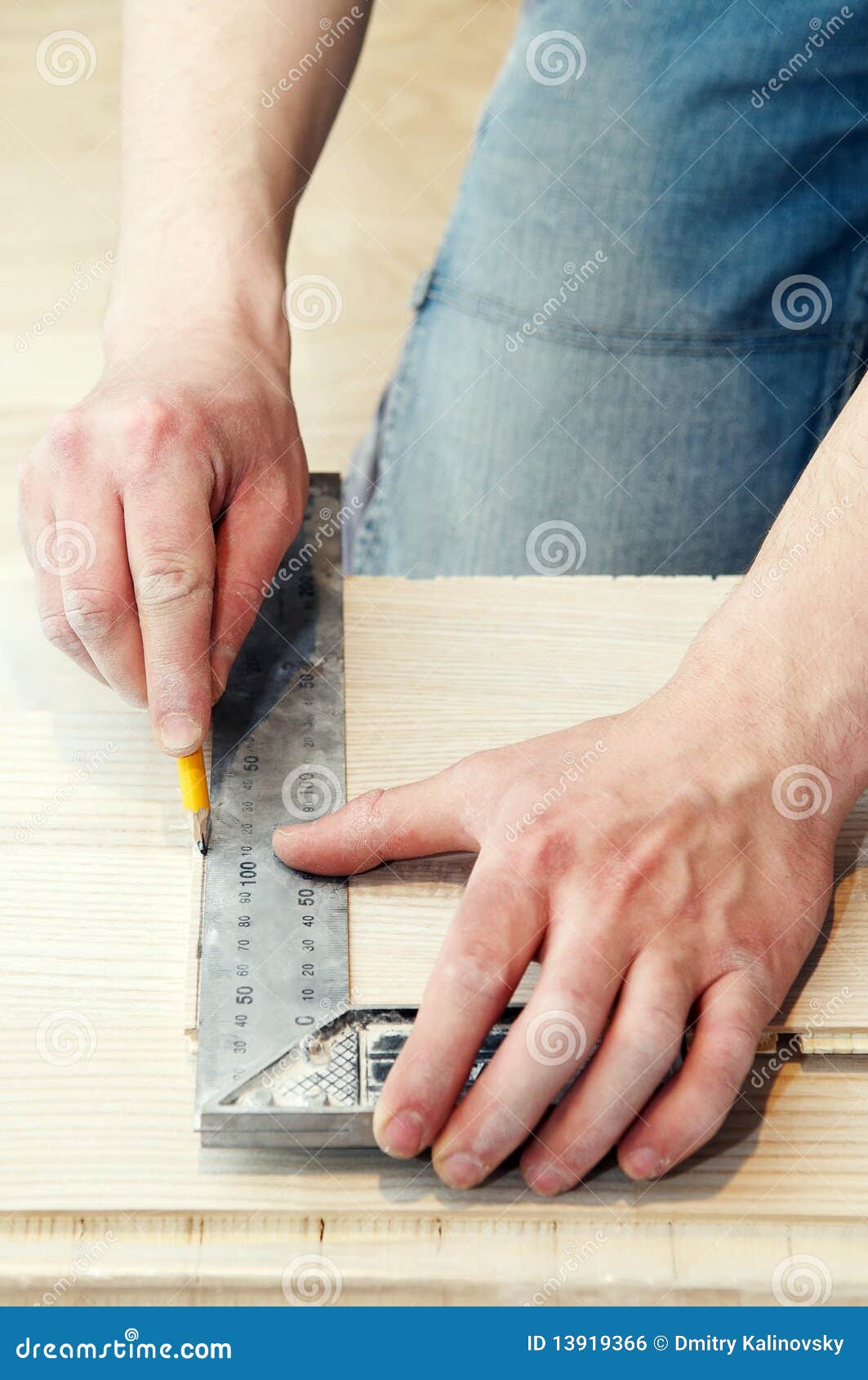 Carpenter Works Using Metal Angle Stock Photo - Image of note, mark ...