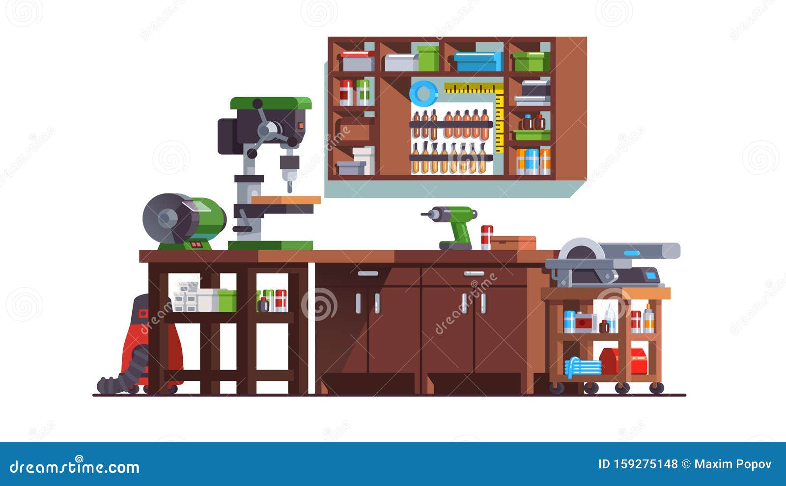 Work Bench With The Log Pattern, Cartoon Style Vector Illustration ...